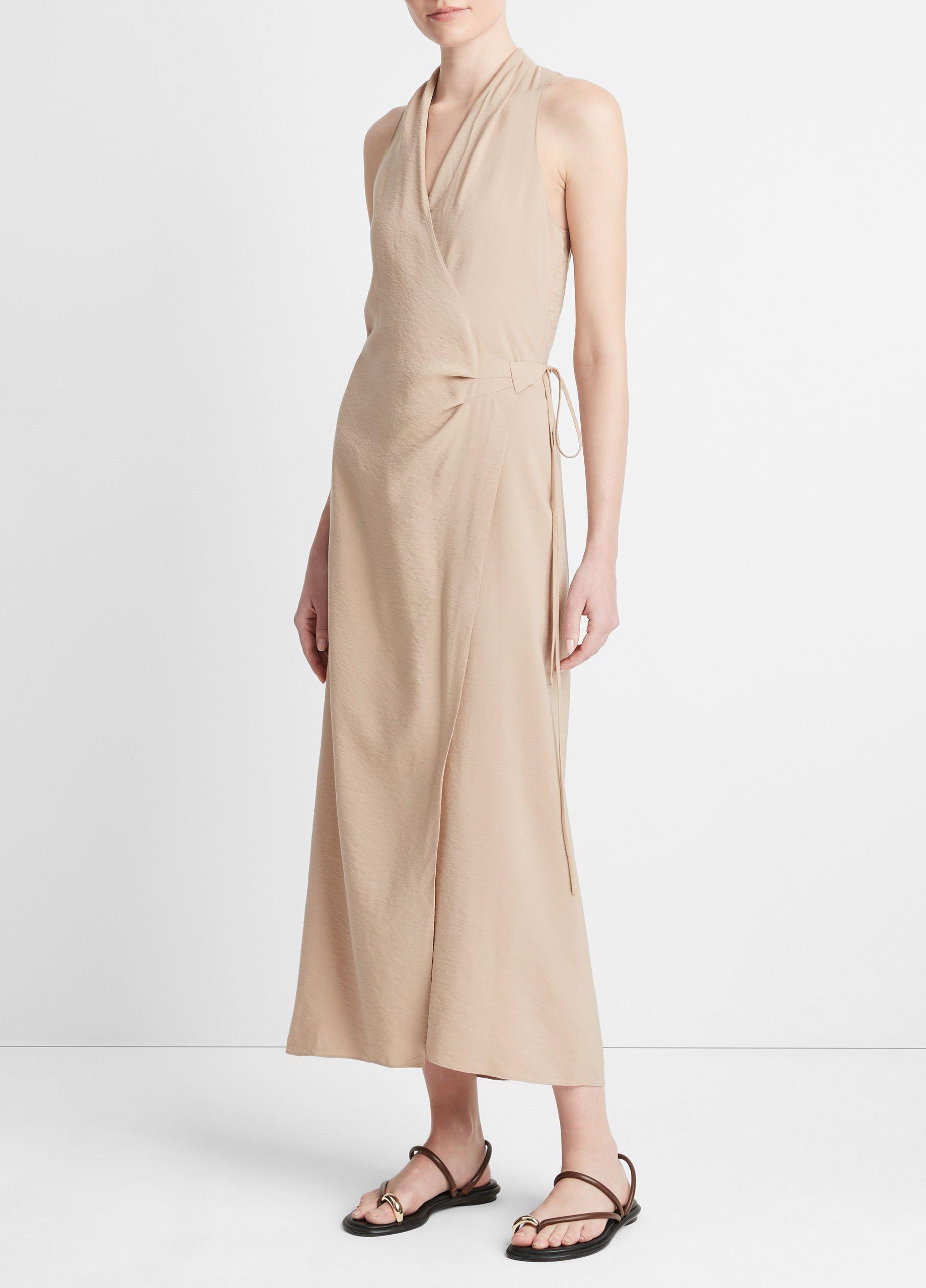 Draped-Neck Wrap Dress in Dresses & Skirts | Vince