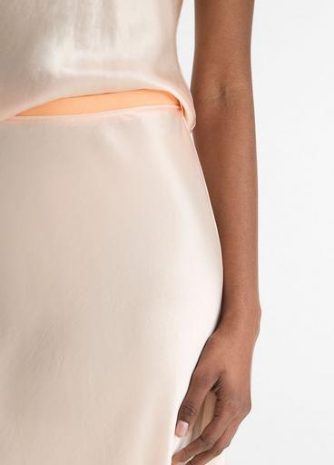 Contrast-Waistband Satin Bias Skirt in Skirts | Vince Contrast-Waistband Satin Bias Skirt in Skirts | Vince