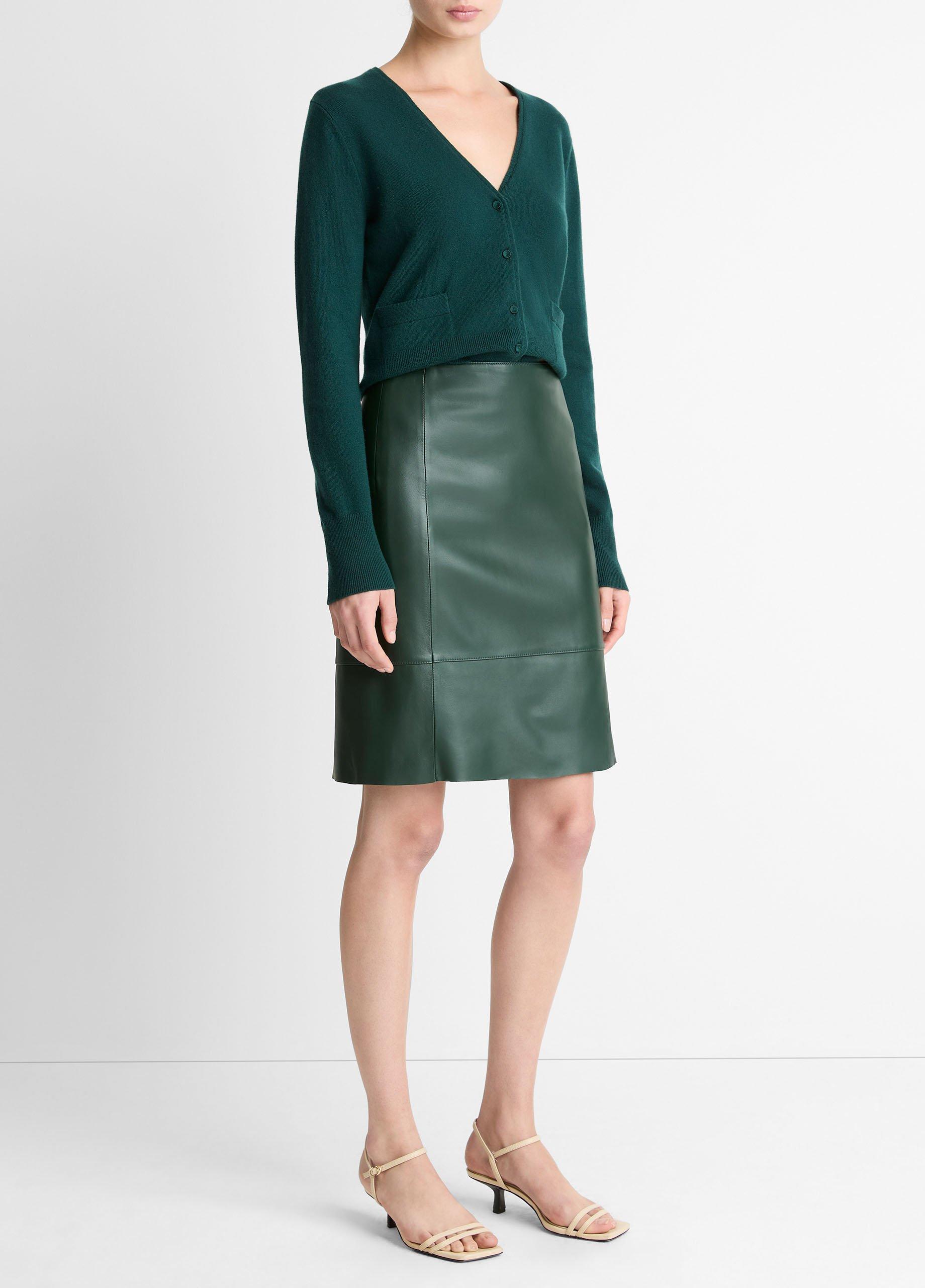 Leather Flared Knee Skirt in Skirts | Vince