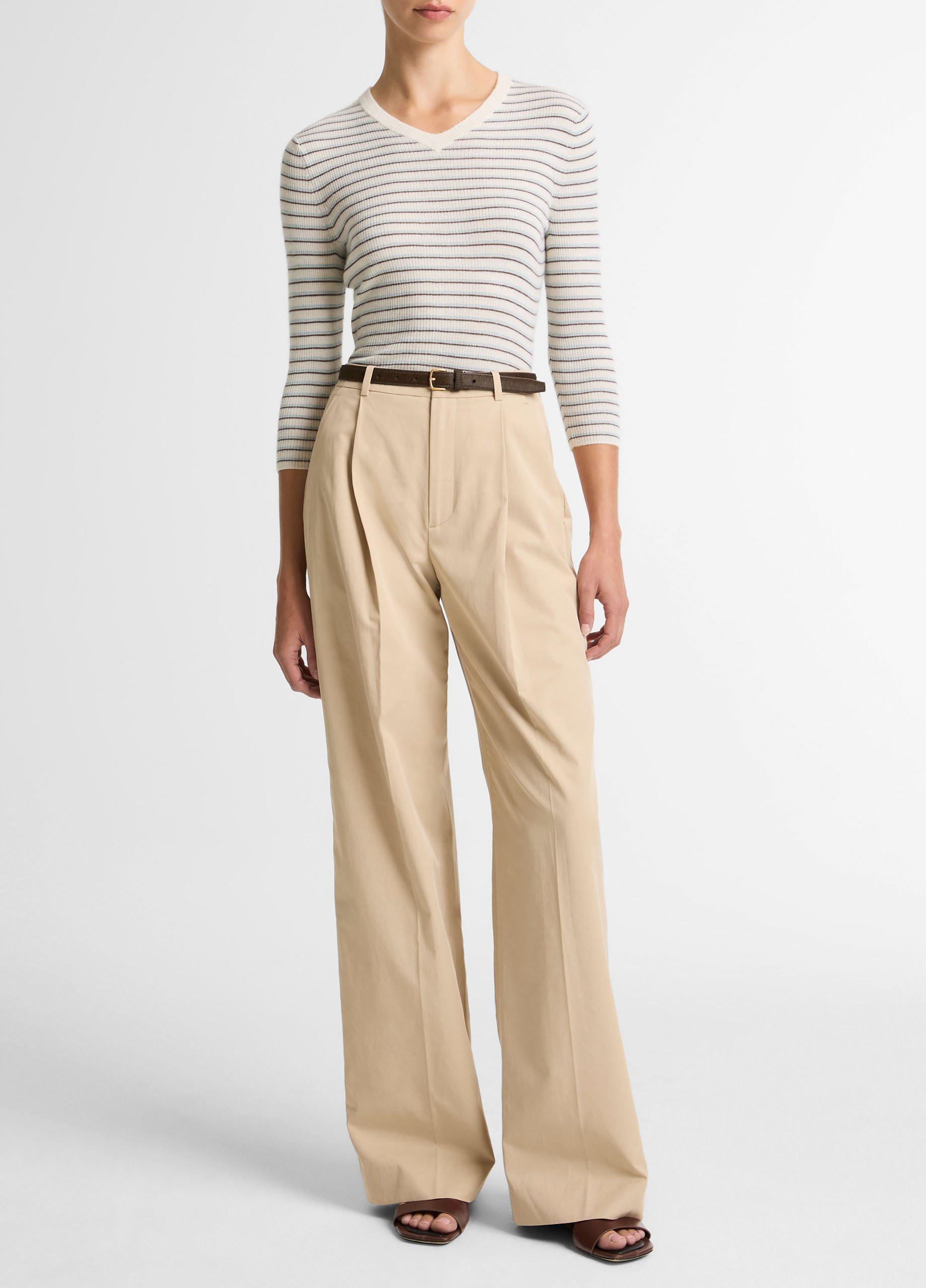 Camille Cotton-Blend Wide-Leg Trouser in Trousers | Vince