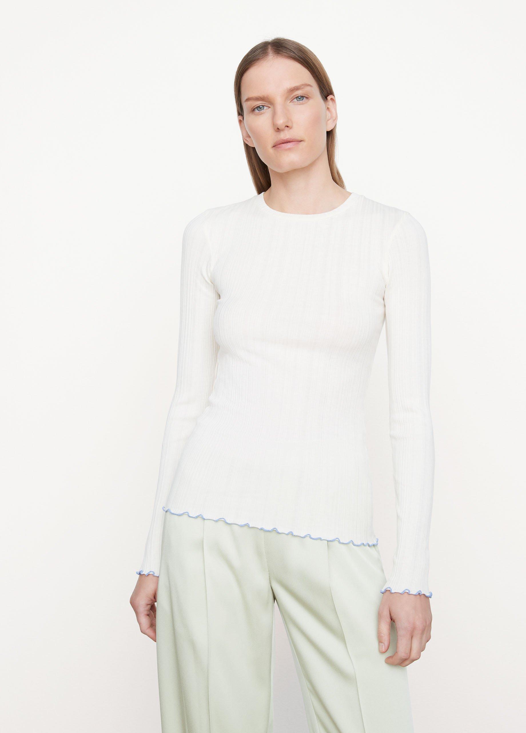 Merrow Stitch Rib Crew Neck T-Shirt in Vince Products Women | Vince
