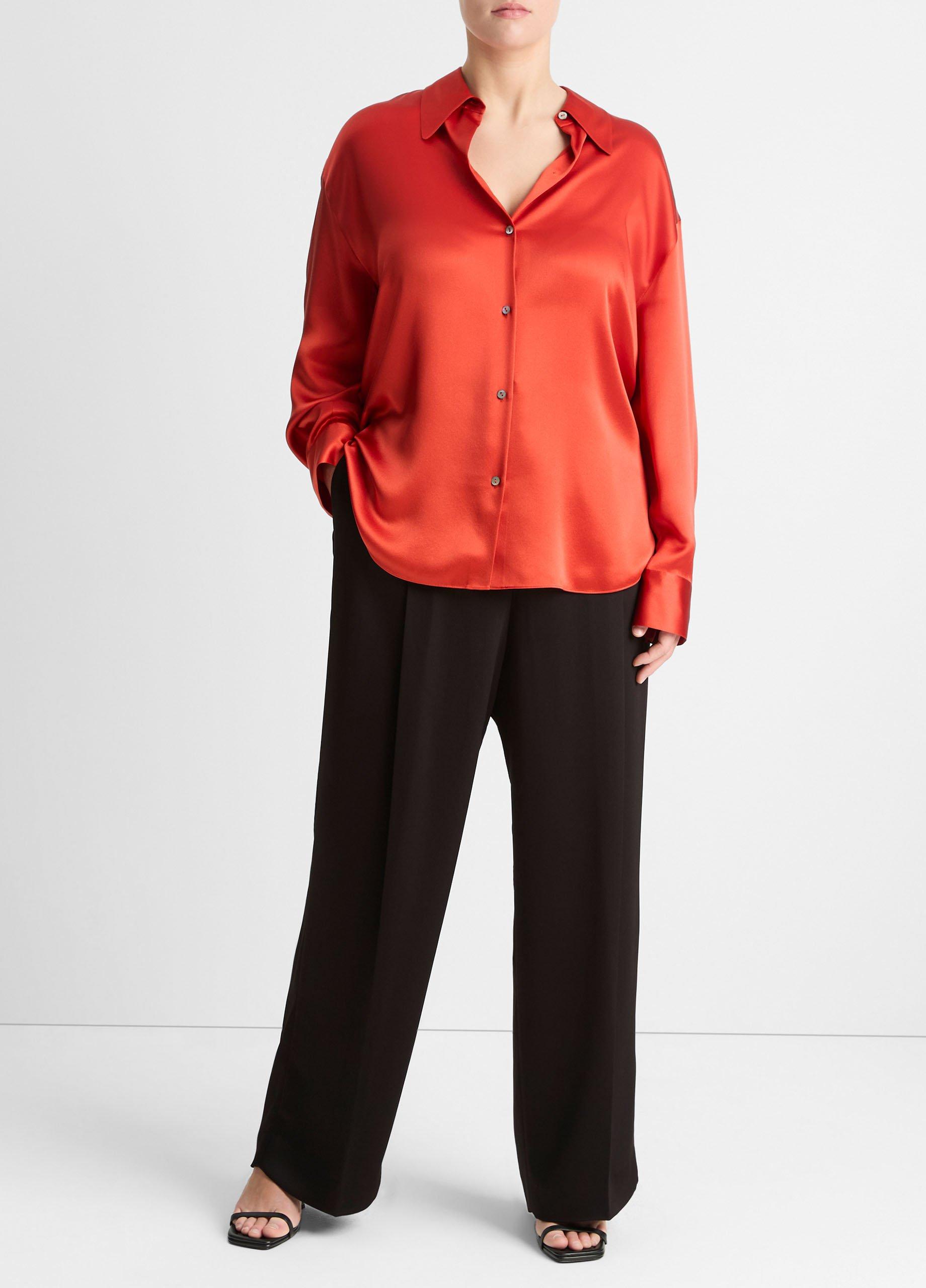 Silk Shaped-Collar Blouse in Shirts & Tees | Vince