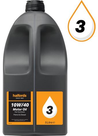 Halfords 10W40 Part Synthetic Oil 3 - 5 Litres | Halfords UK