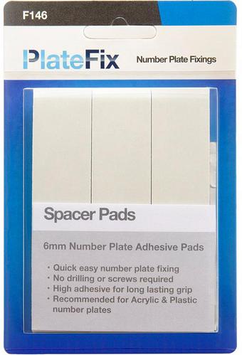 Number Plate Fixers - 6mm Adhesive Spacer Pads | Halfords UK