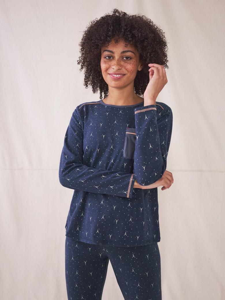 White Stuff Selena Women's Jersey Pyjama Top Ladies Long Sleeve Cotton ...