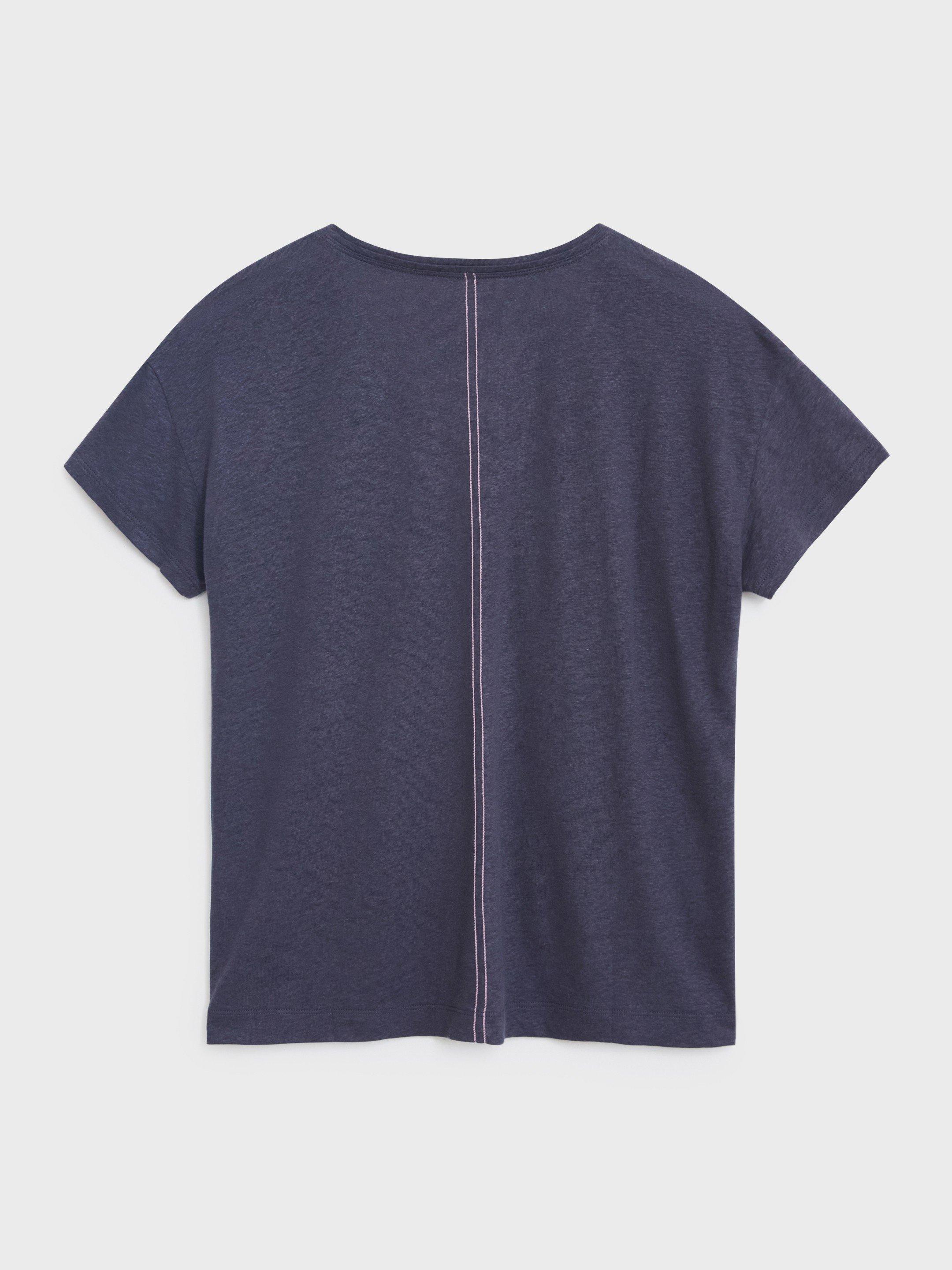 Voop Neck Linen Tee in DUSTY PURPLE | White Stuff