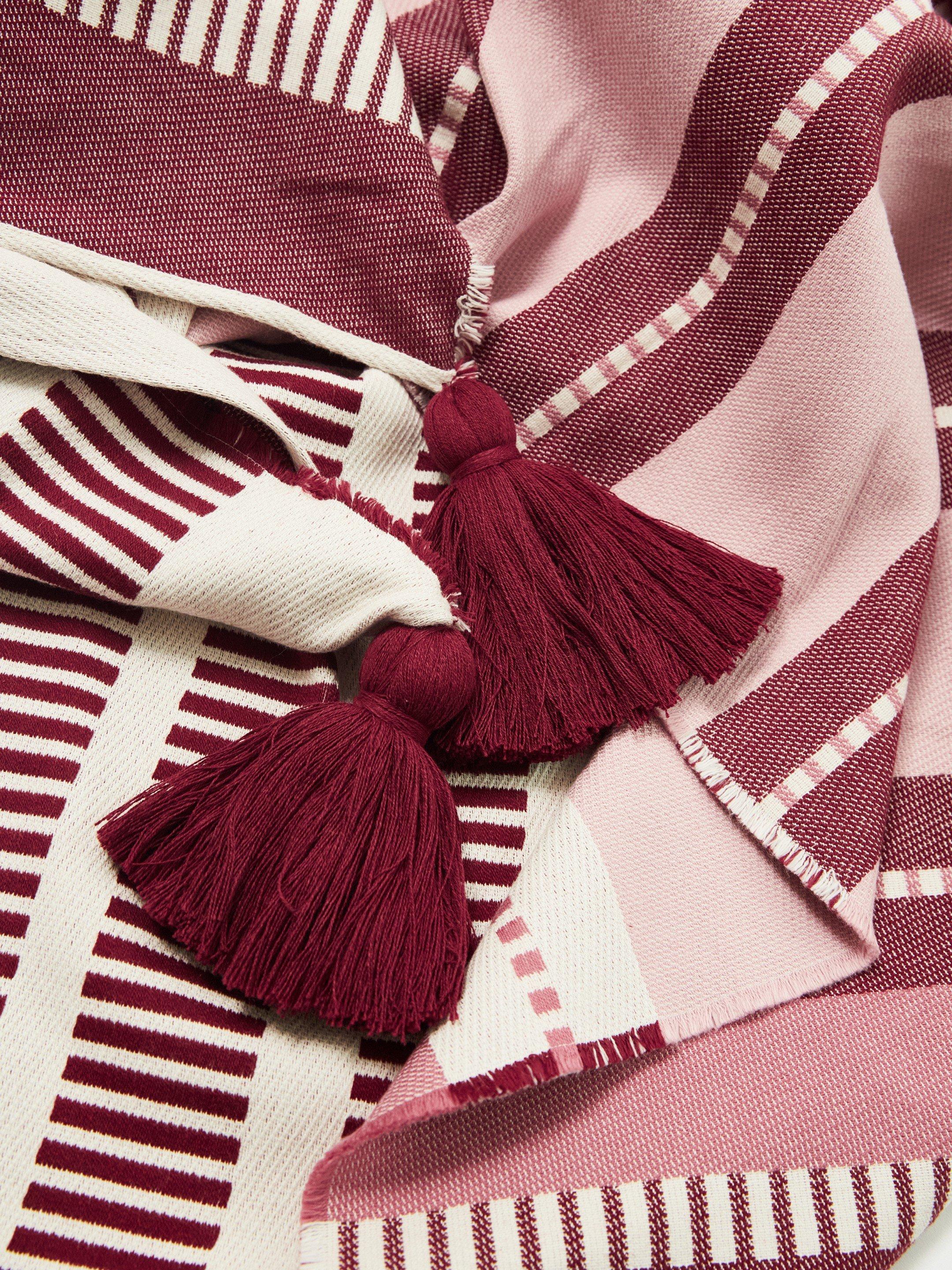 Stripe Throw in DEEP RED | White Stuff