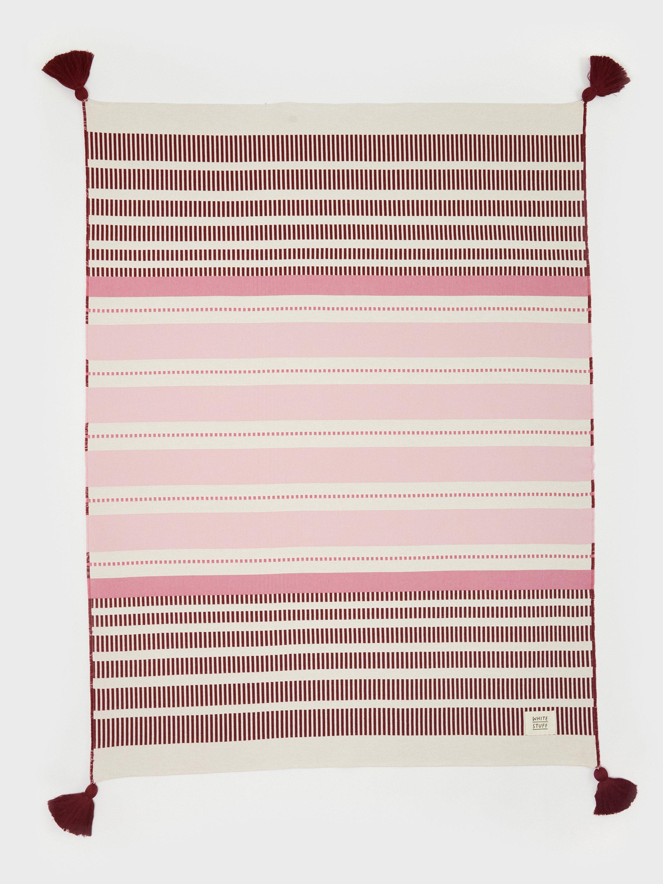 Stripe Throw in DEEP RED | White Stuff