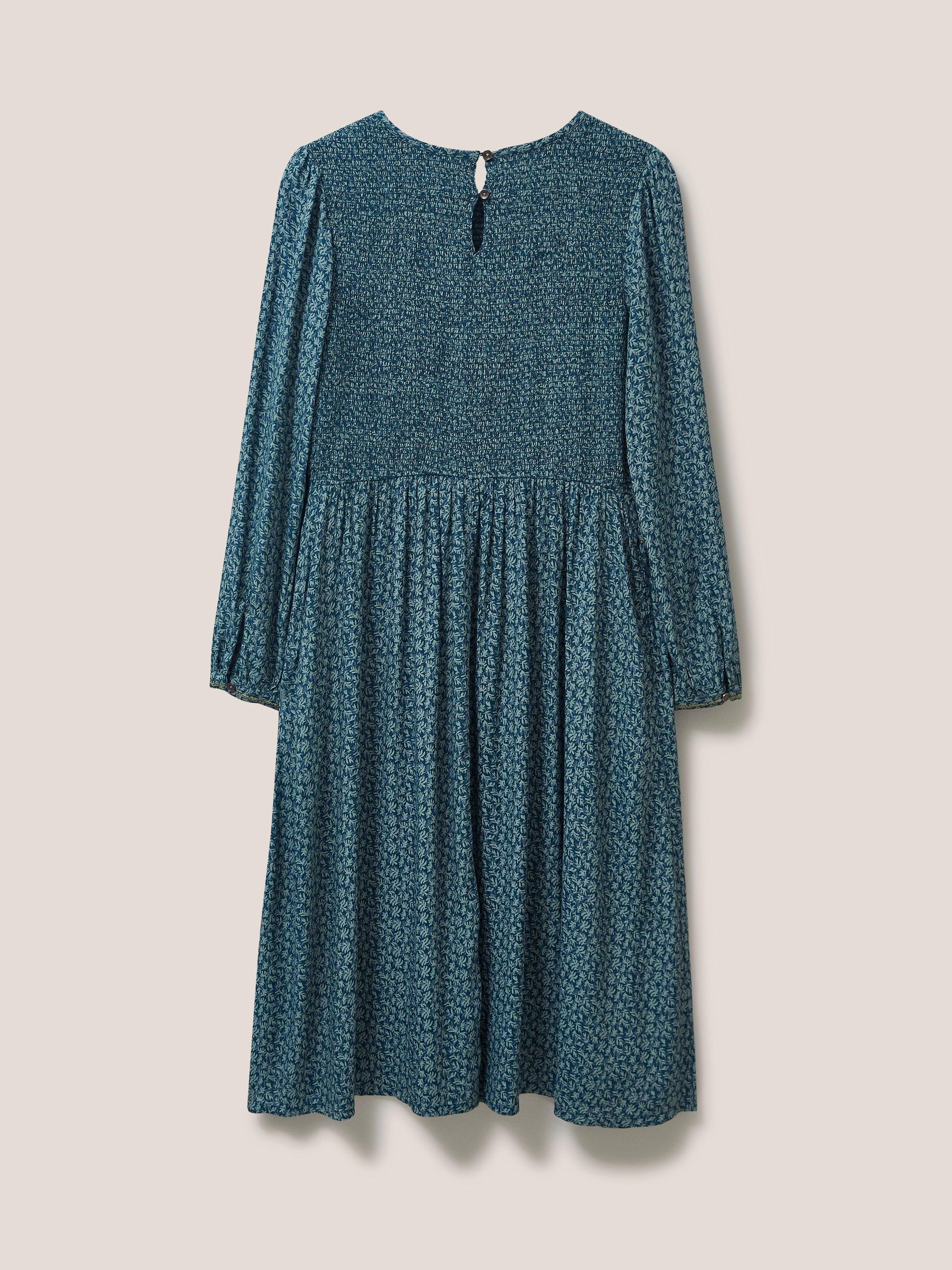 Aneth Shirred Dress in TEAL MULTI | White Stuff