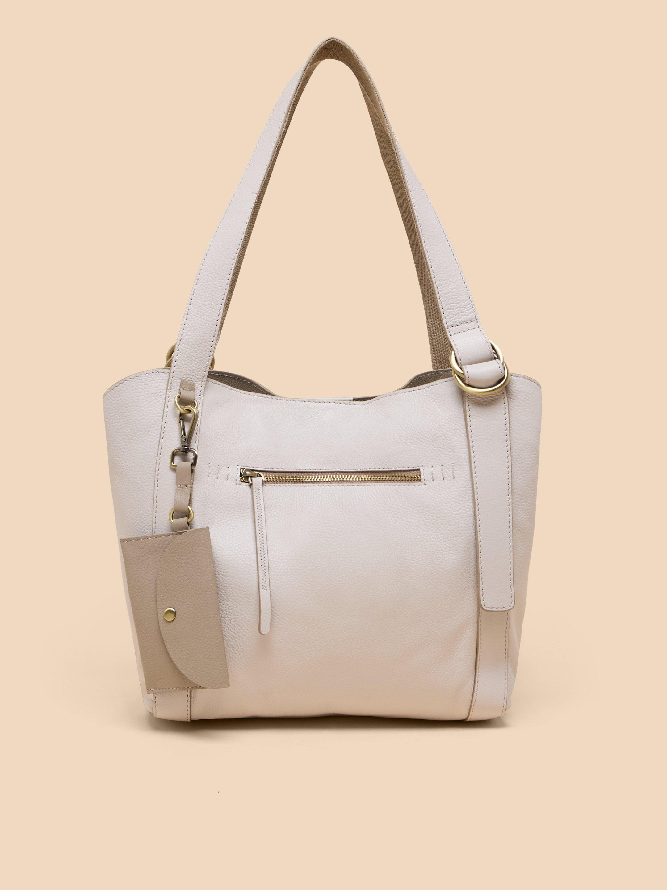 Hannah Leather Tote Bag in PALE IVORY | White Stuff