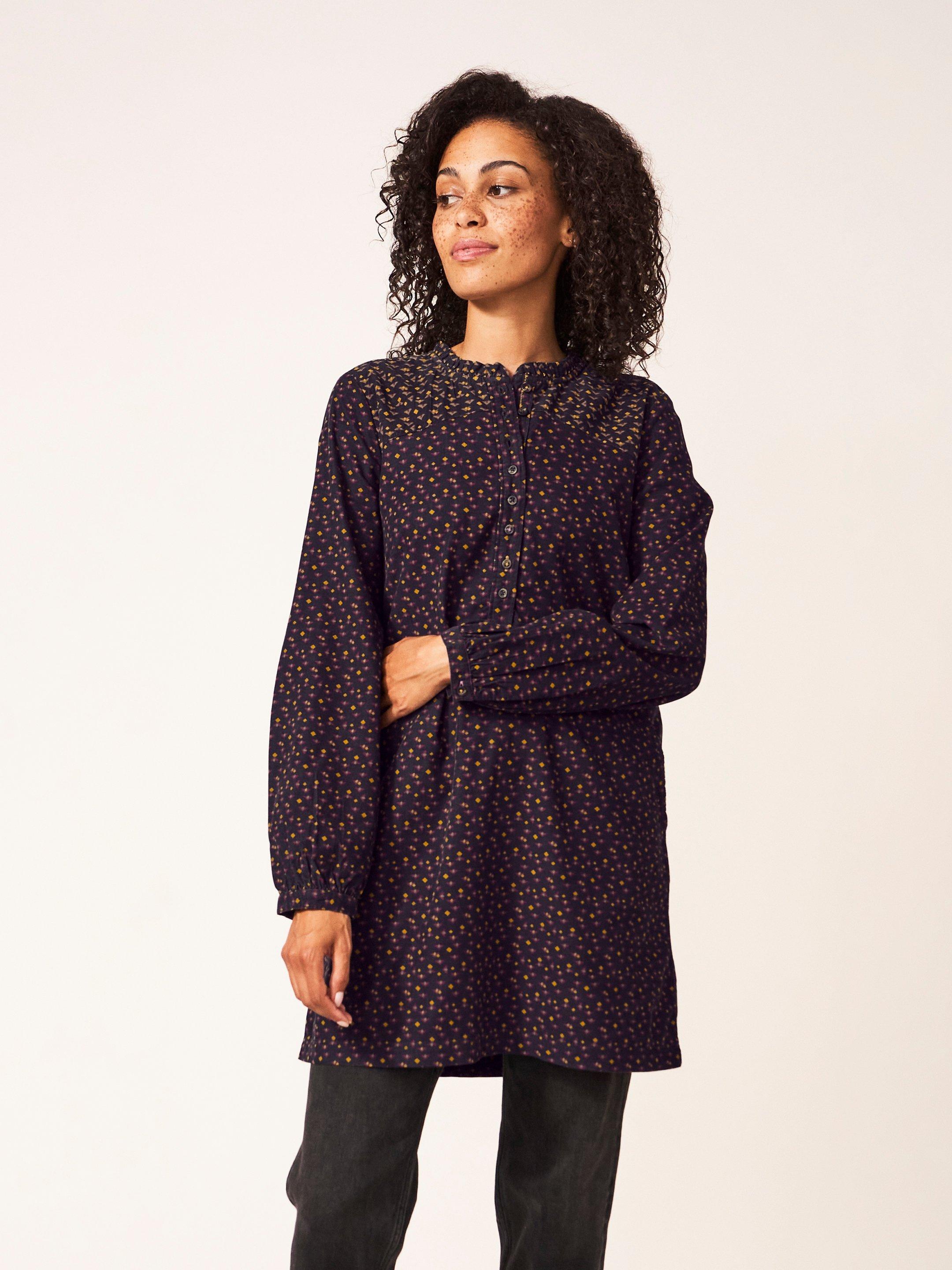Jade Cord Tunic in GREY MULTI | White Stuff