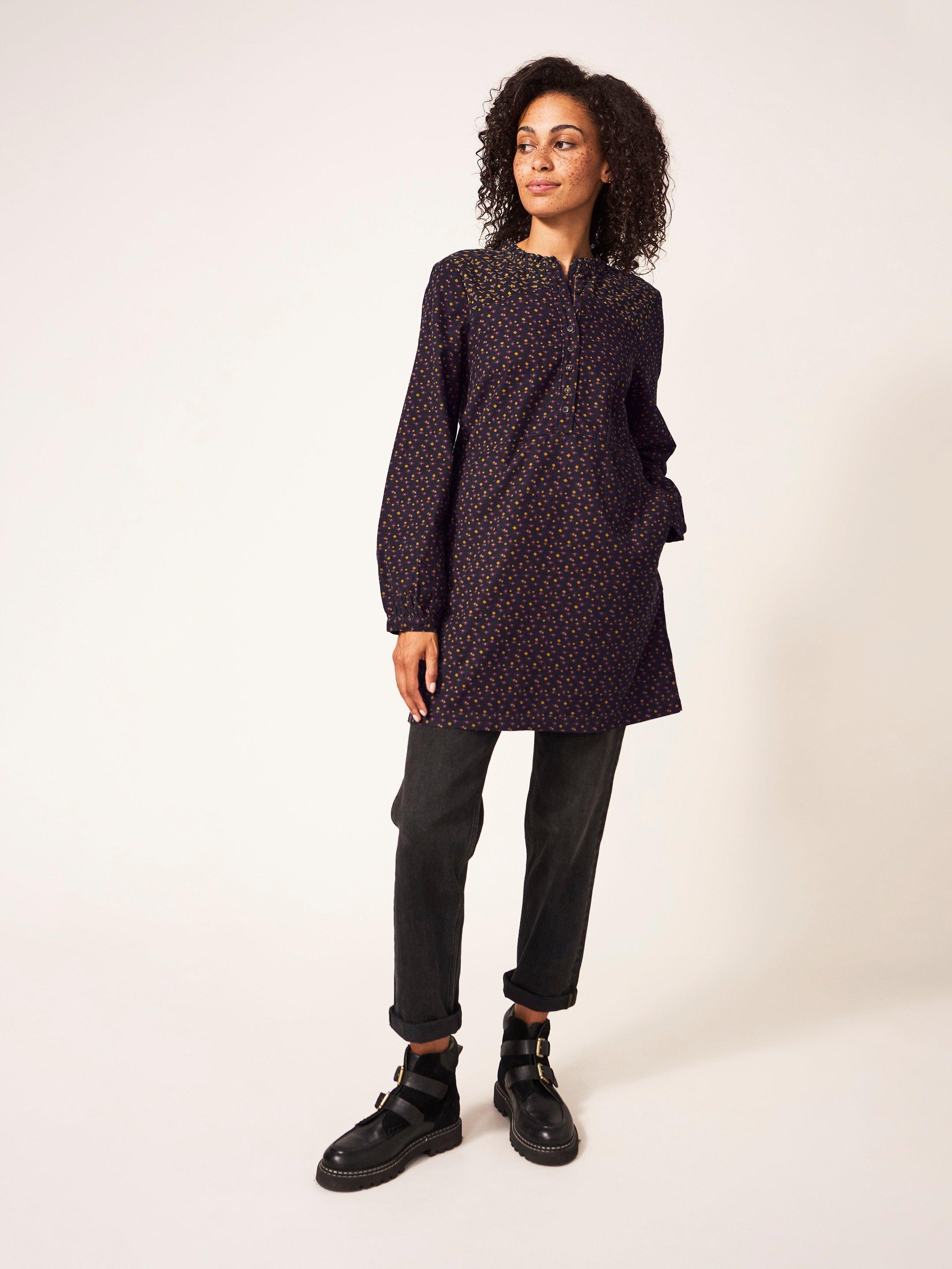 Jade Cord Tunic in GREY MULTI | White Stuff