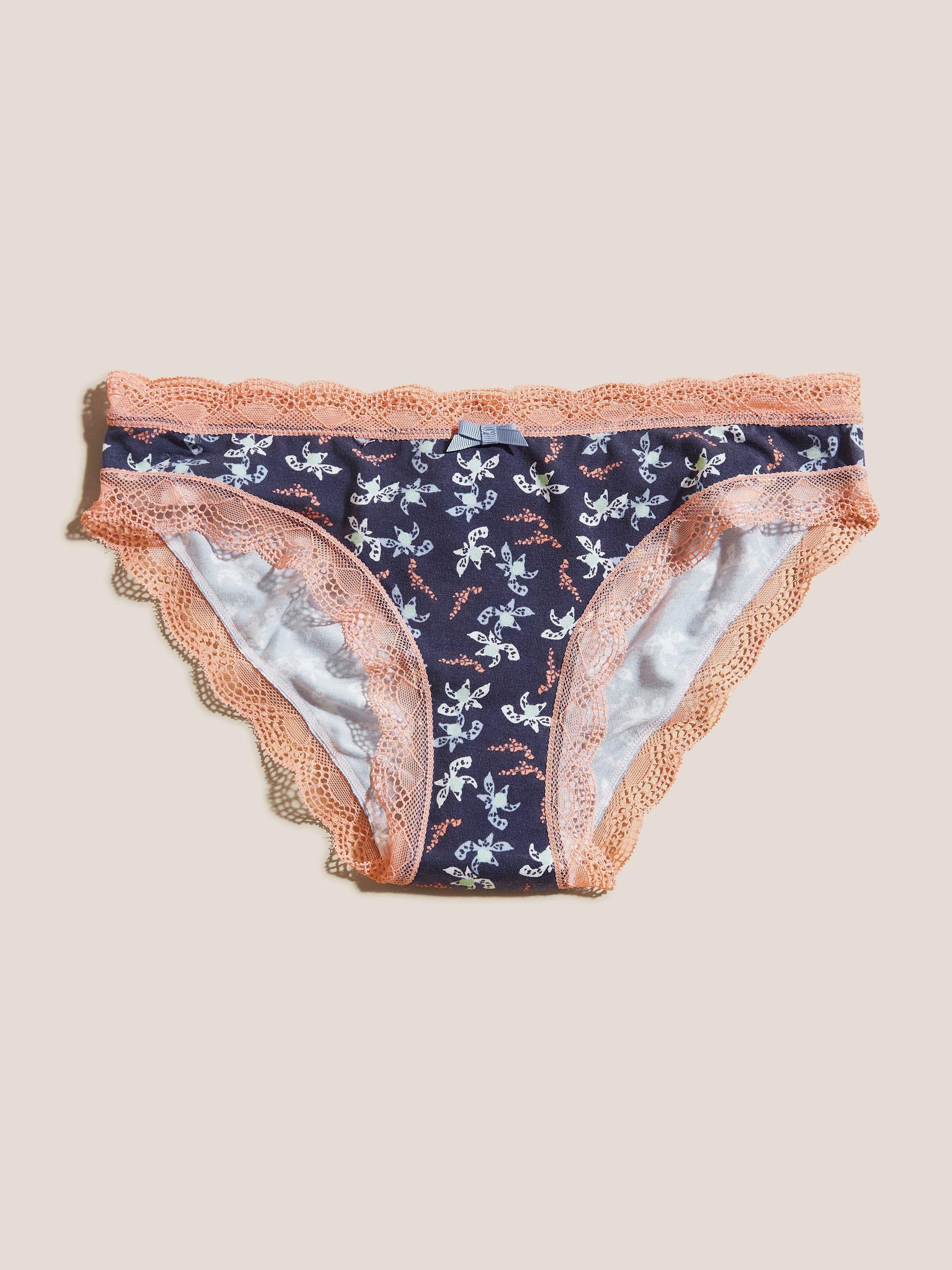Abstract Floral Knicker in GREY PRINT | White Stuff