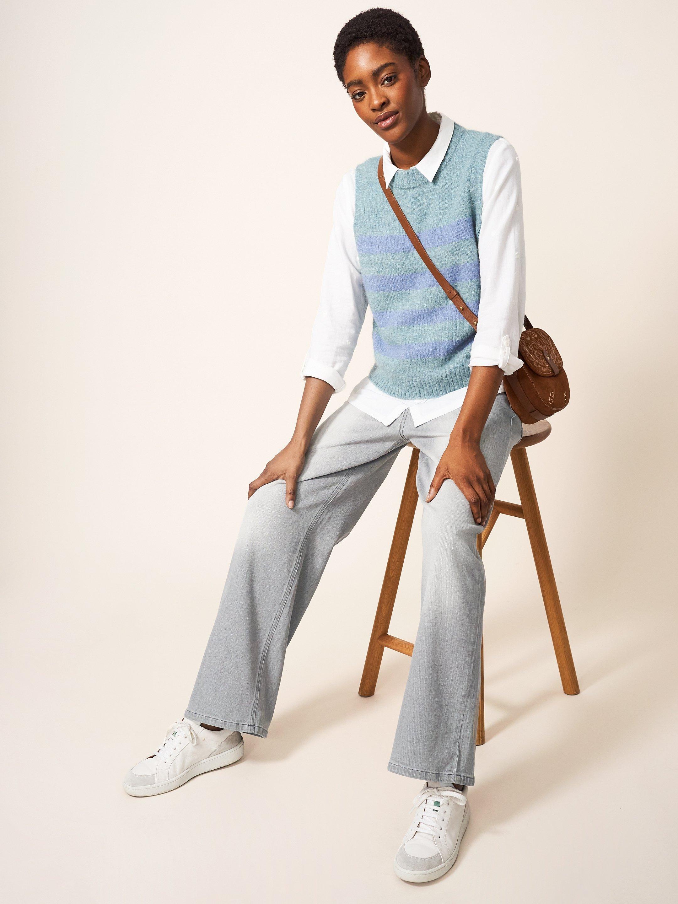 Heidi Wide Leg Jean in LIGHT GREY | White Stuff