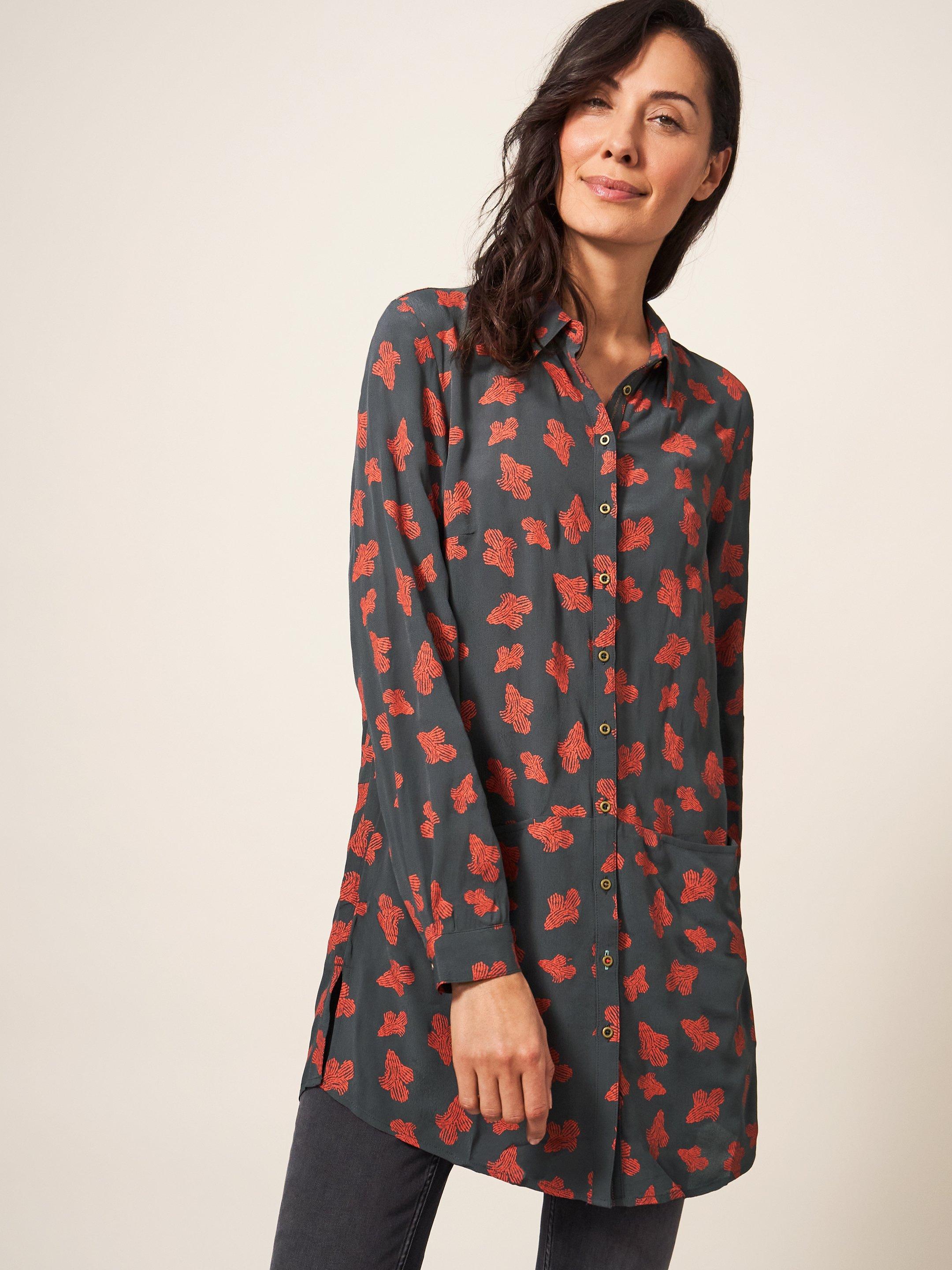 Georgie Tunic Top in GREY MULTI | White Stuff