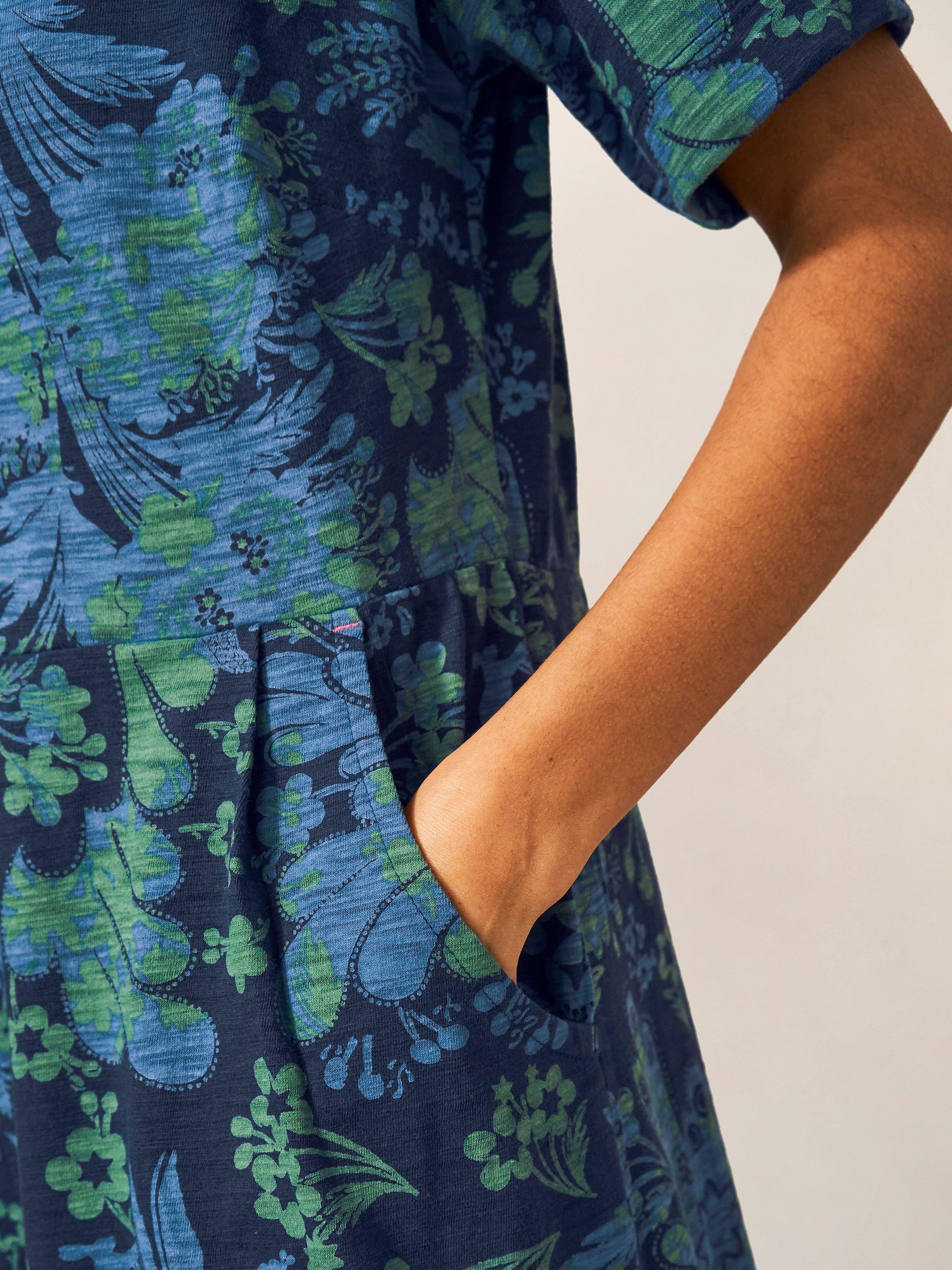 Tammy Cotton Jersey Dress in NAVY MULTI | White Stuff