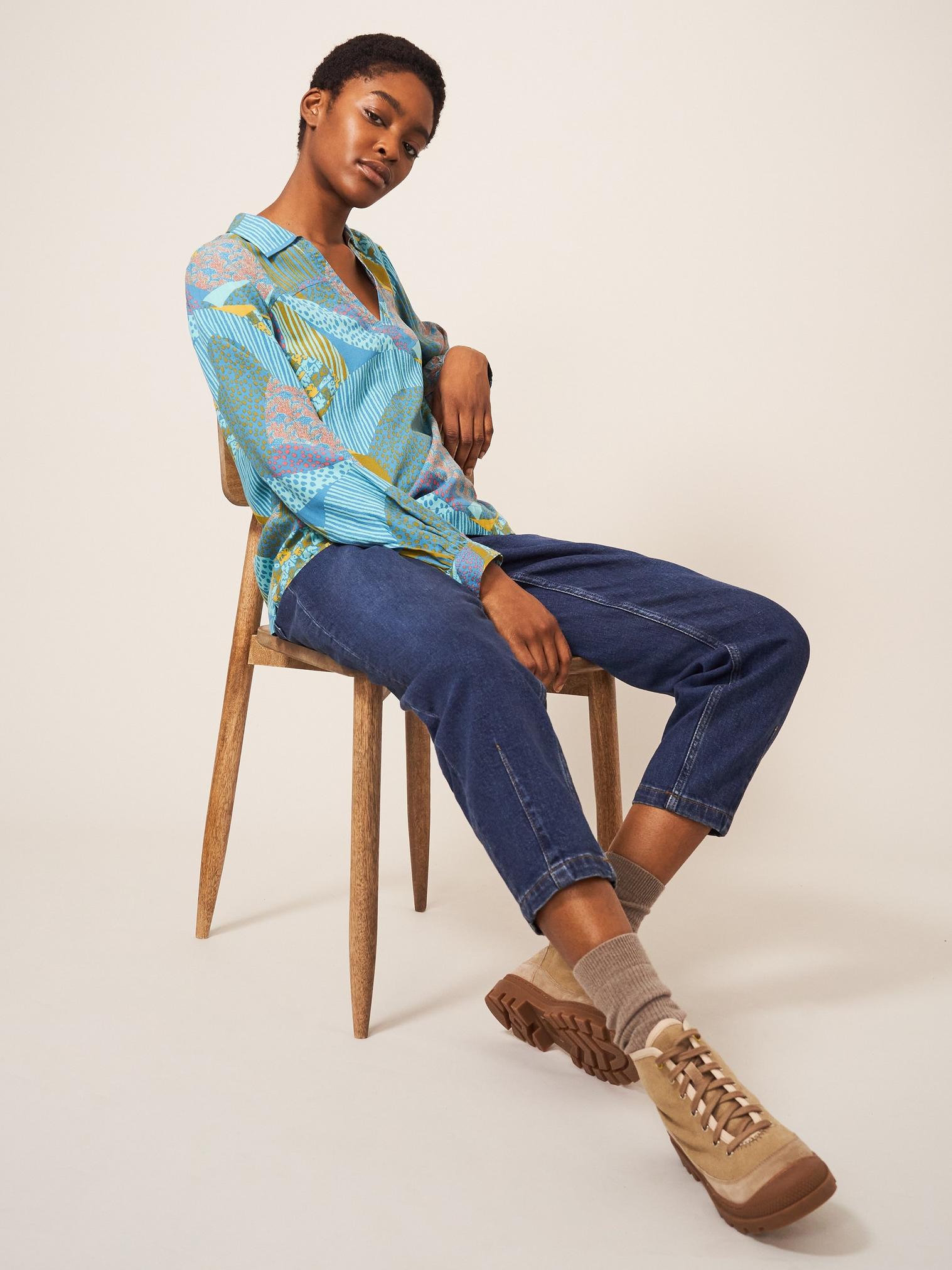 Bonnie Top in TEAL MULTI | White Stuff