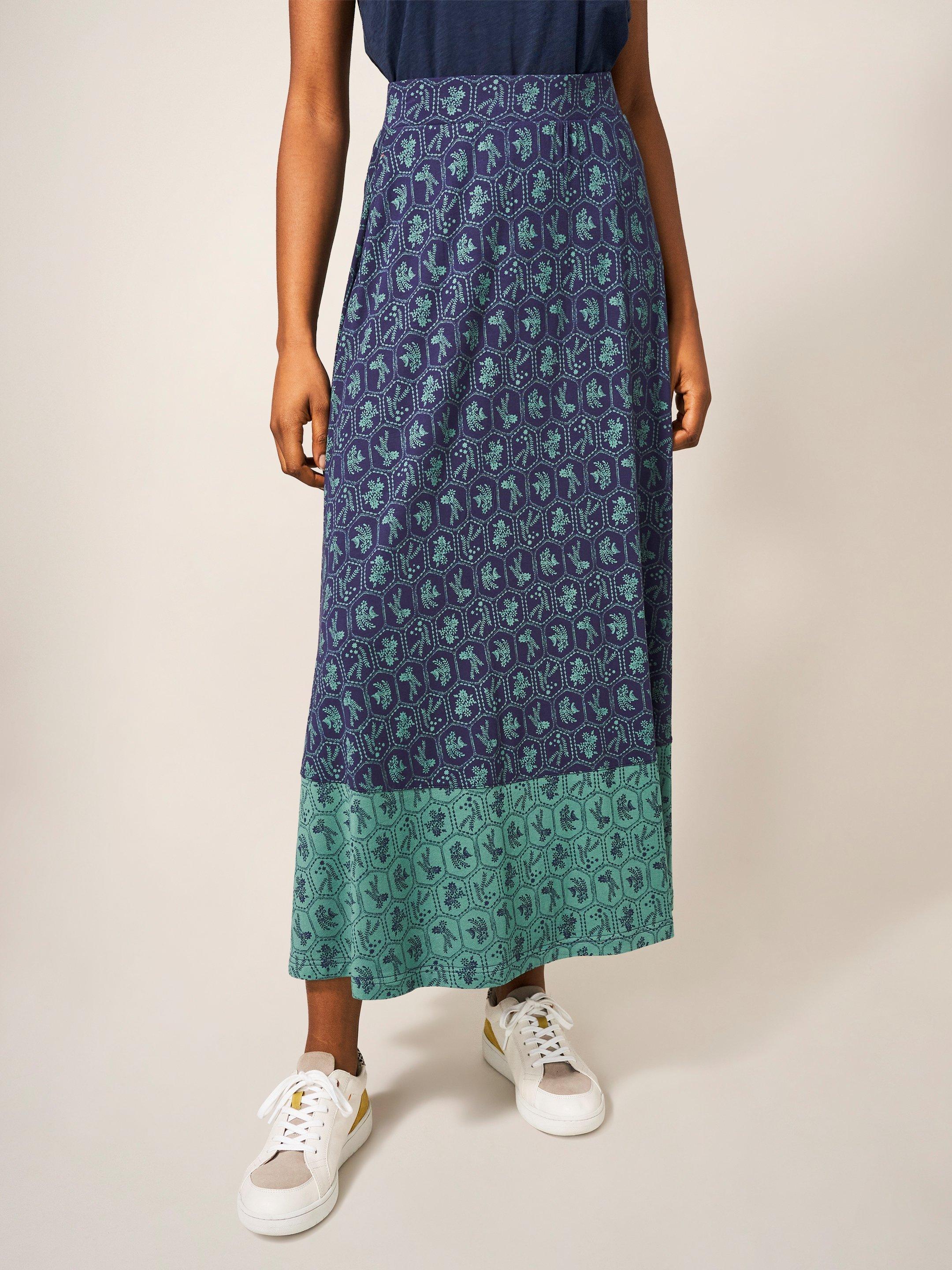 Jada Eco Vero Maxi Skirt in TEAL MULTI | White Stuff