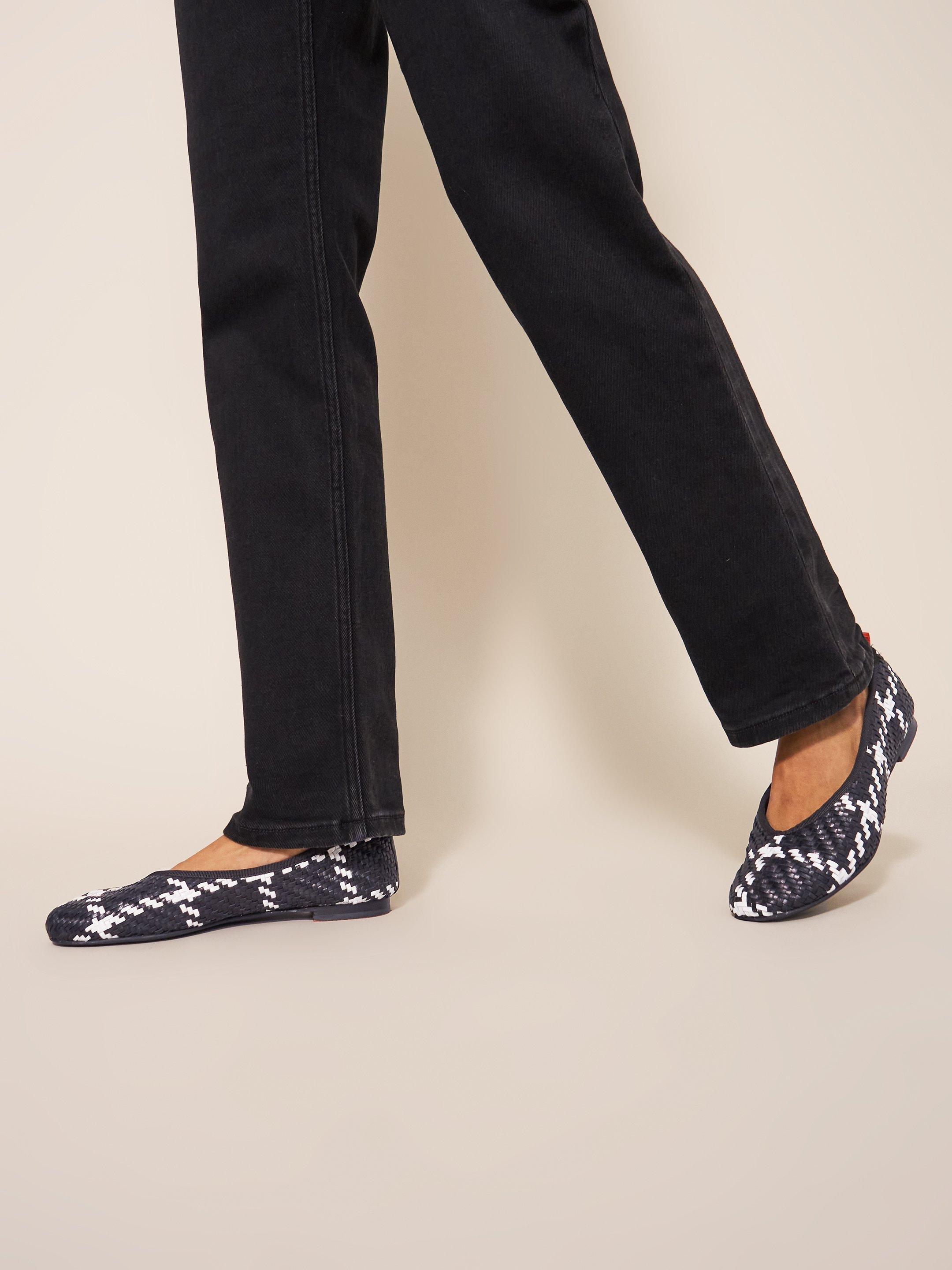 Woven Leather Ballet Pump in BLACK MULTI | White Stuff