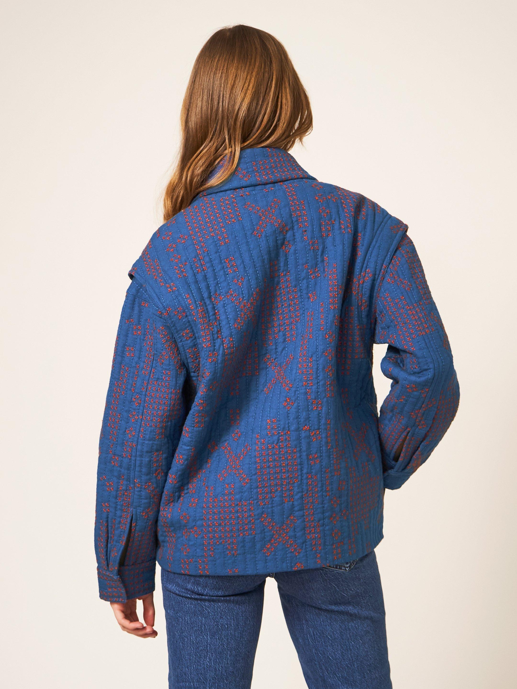 Della Cross Stitch Jacket in BLUE MULTI | White Stuff