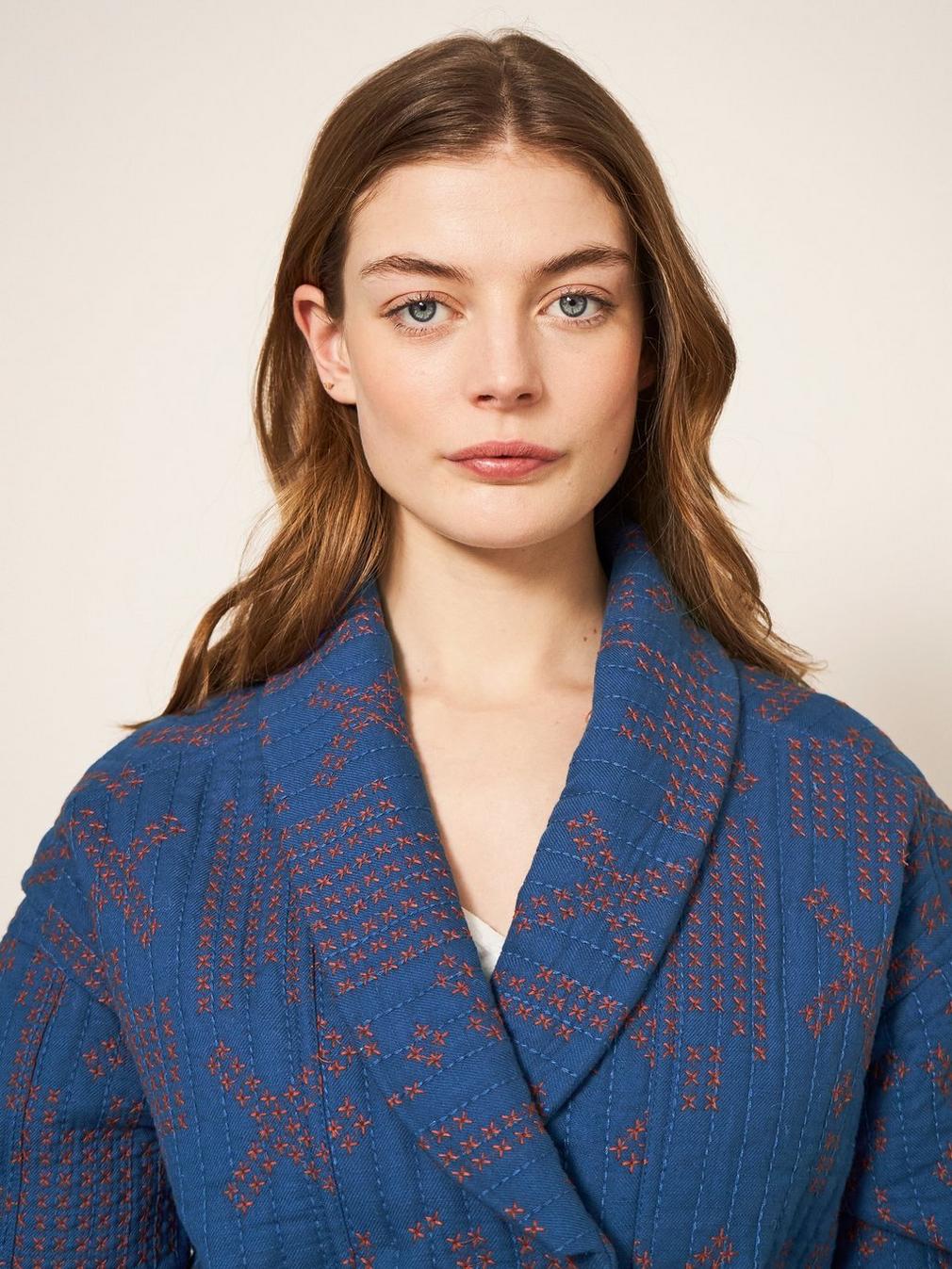Della Cross Stitch Jacket in BLUE MULTI | White Stuff