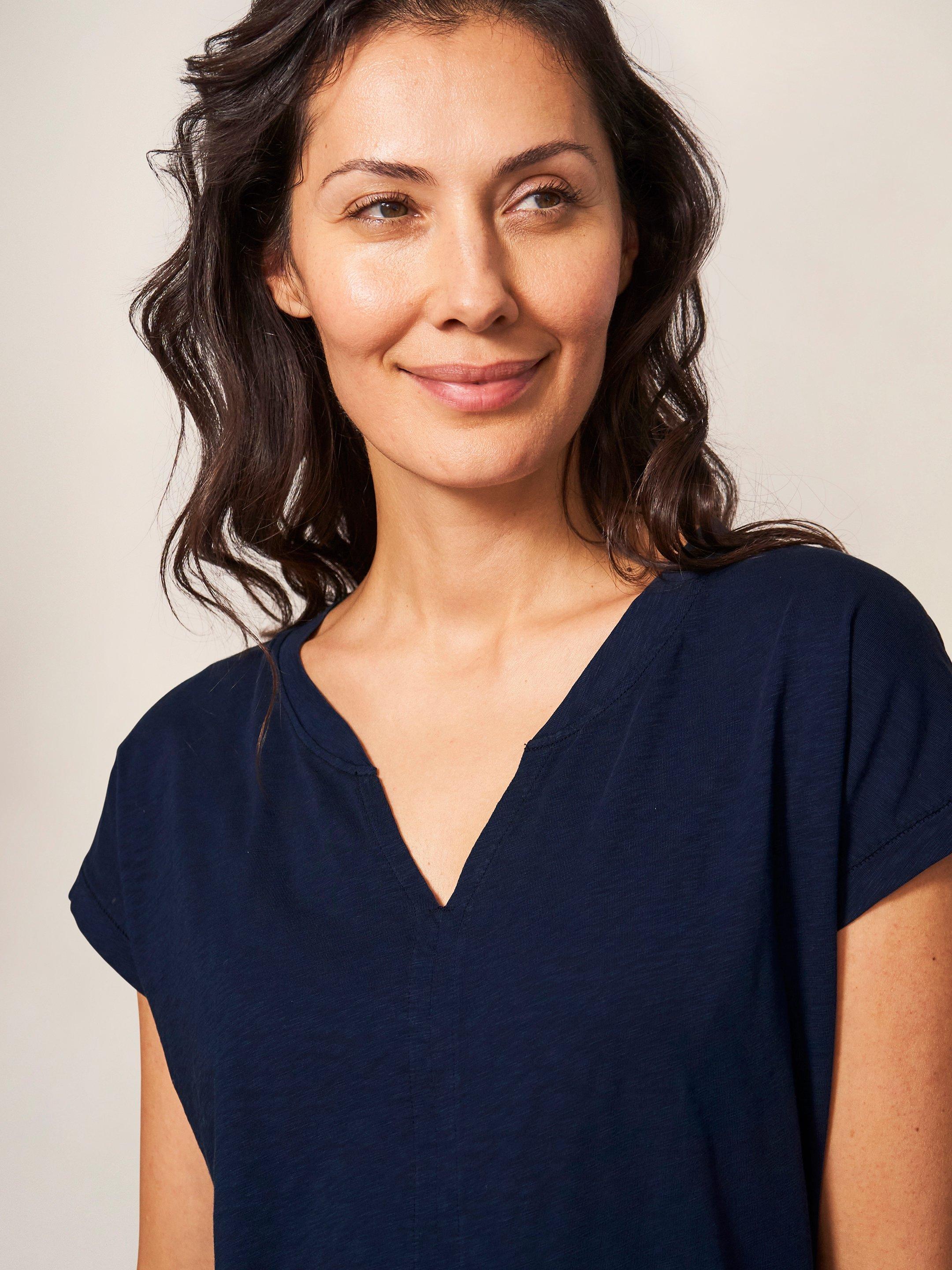 Nelly Notch Neck Tee in DARK NAVY | White Stuff