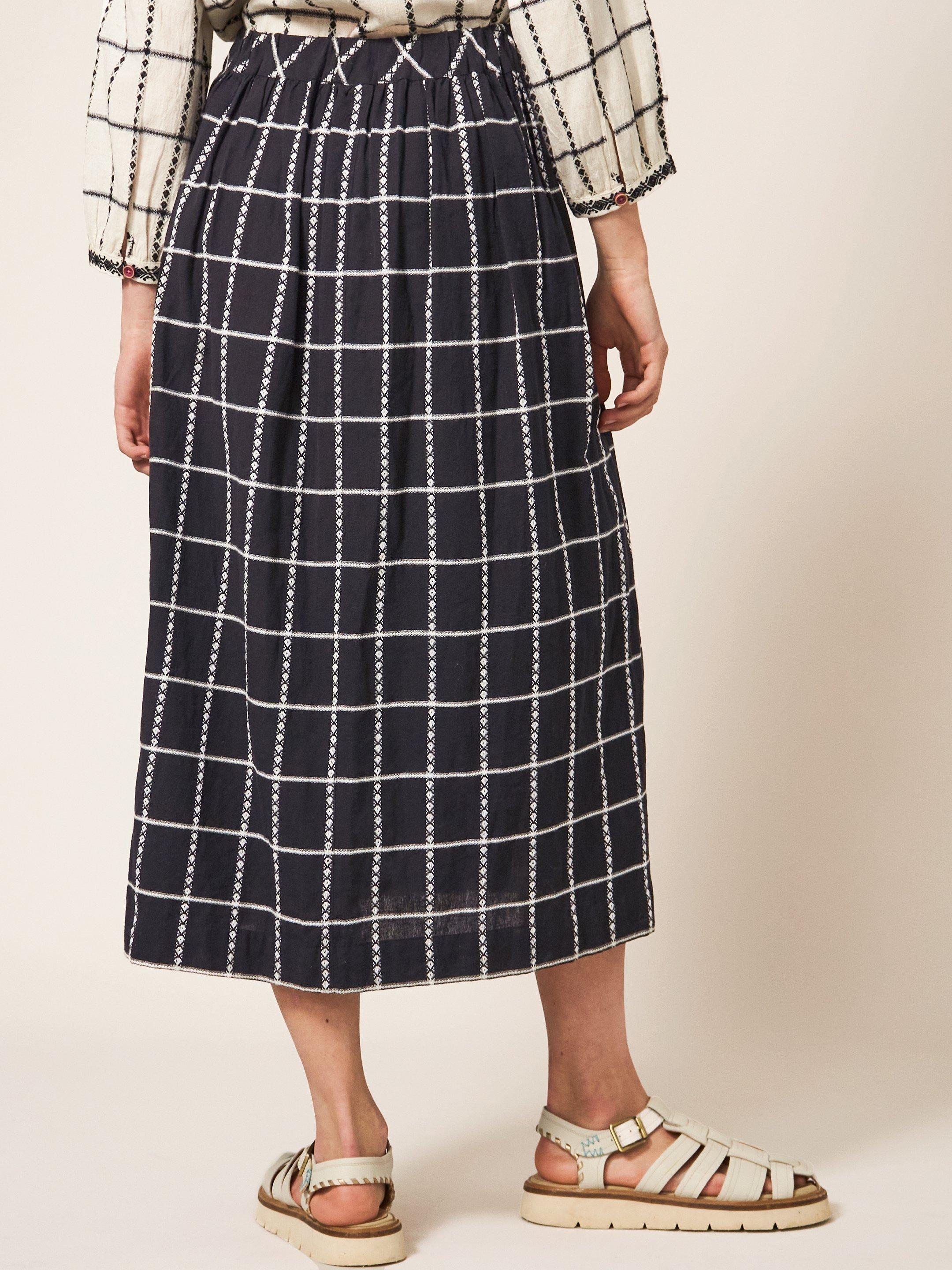 Anya Check Midi Skirt in BLACK MULTI | White Stuff