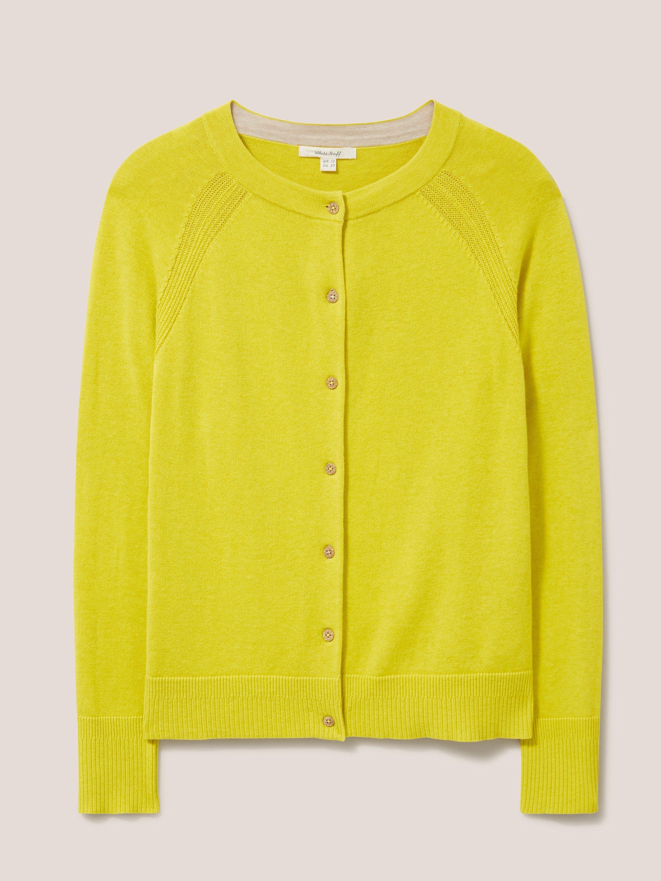 Lulu Crew Neck Cardigan in LIGHT CHARTREUSE | White Stuff