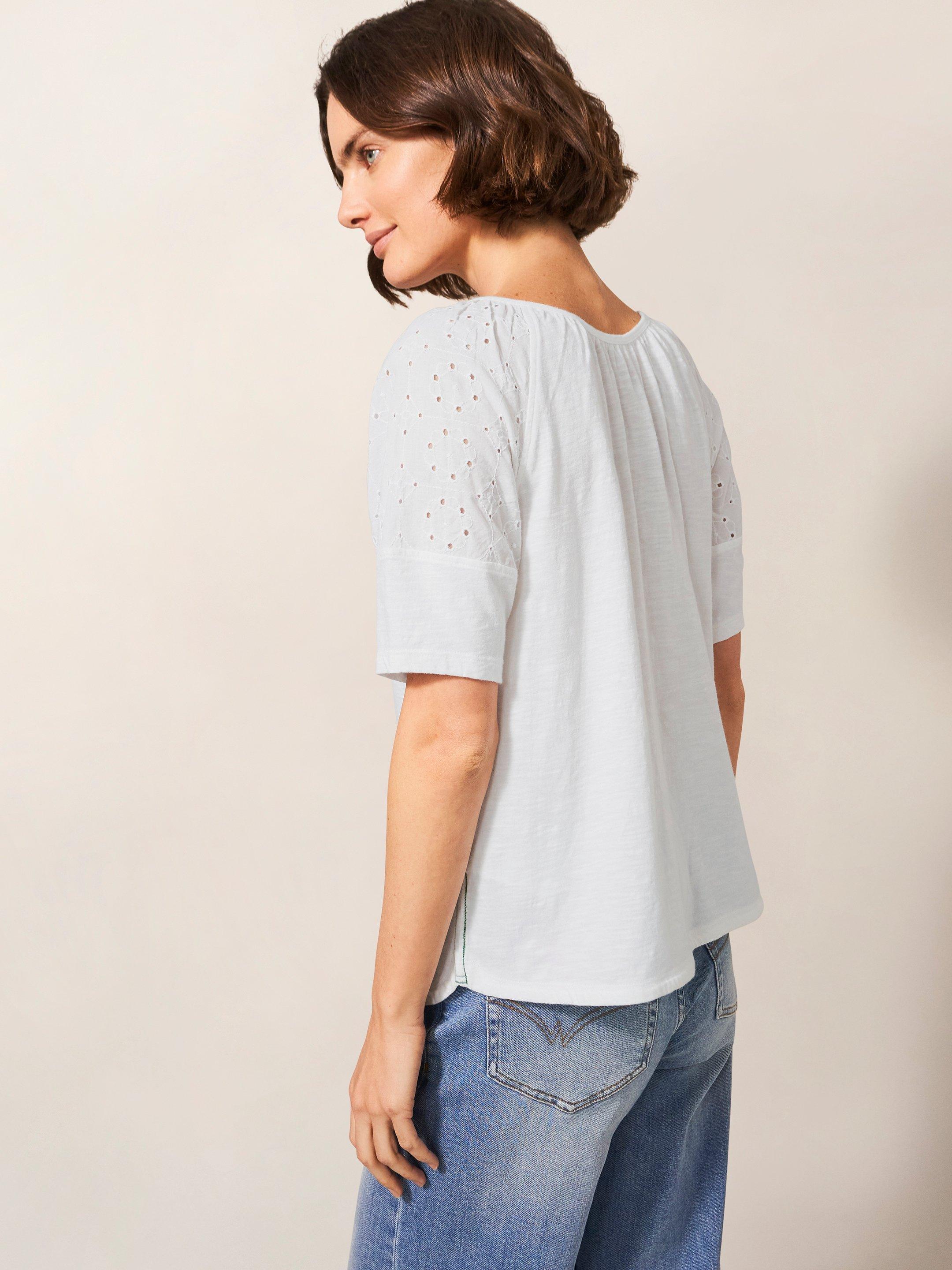 BRODERIE MIX TWO WAY TOP in BRILLIANT WHITE | White Stuff