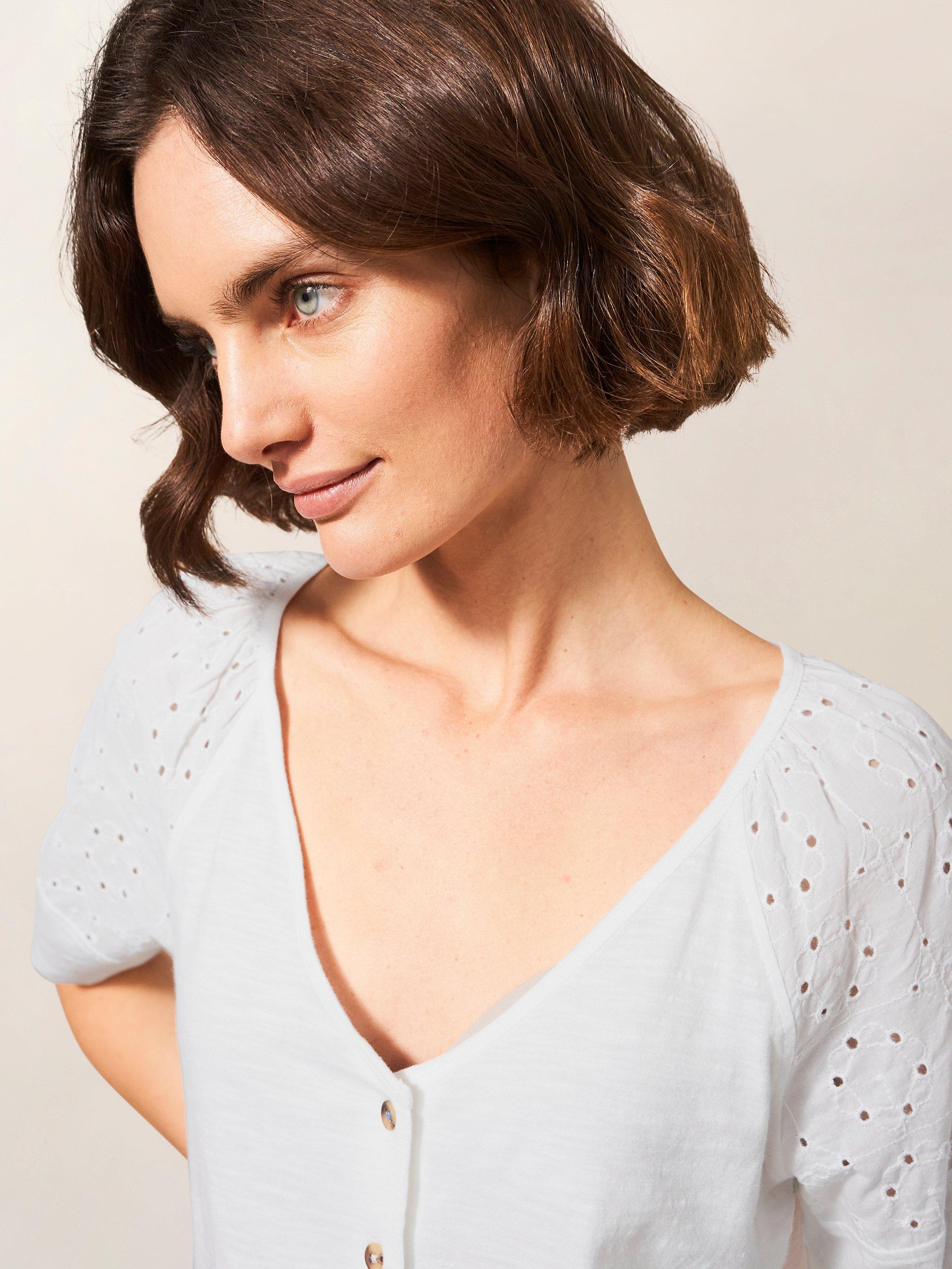 BRODERIE MIX TWO WAY TOP in BRILLIANT WHITE | White Stuff