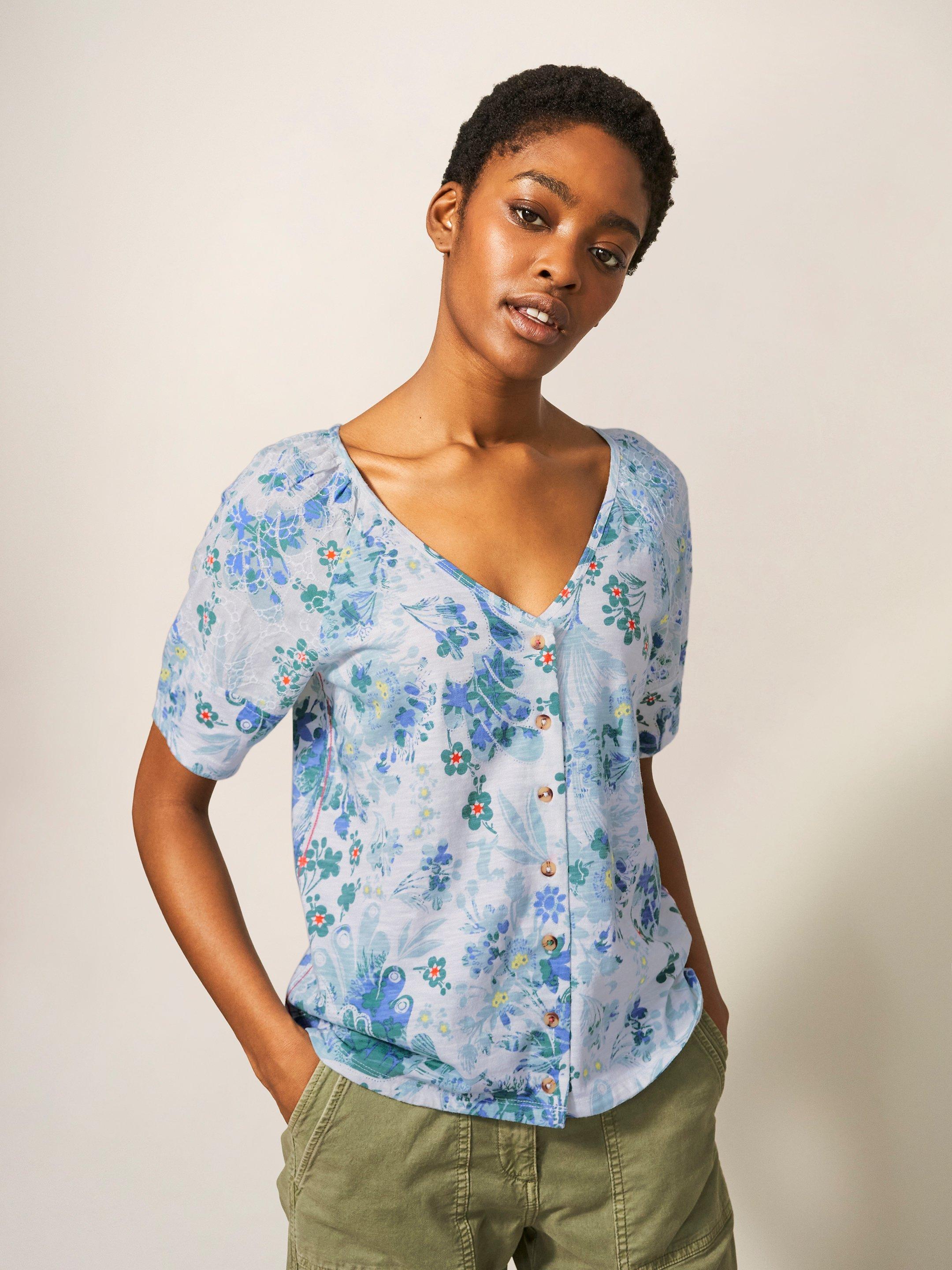 BRODERIE MIX TWO WAY TOP in WHITE PRINT | White Stuff