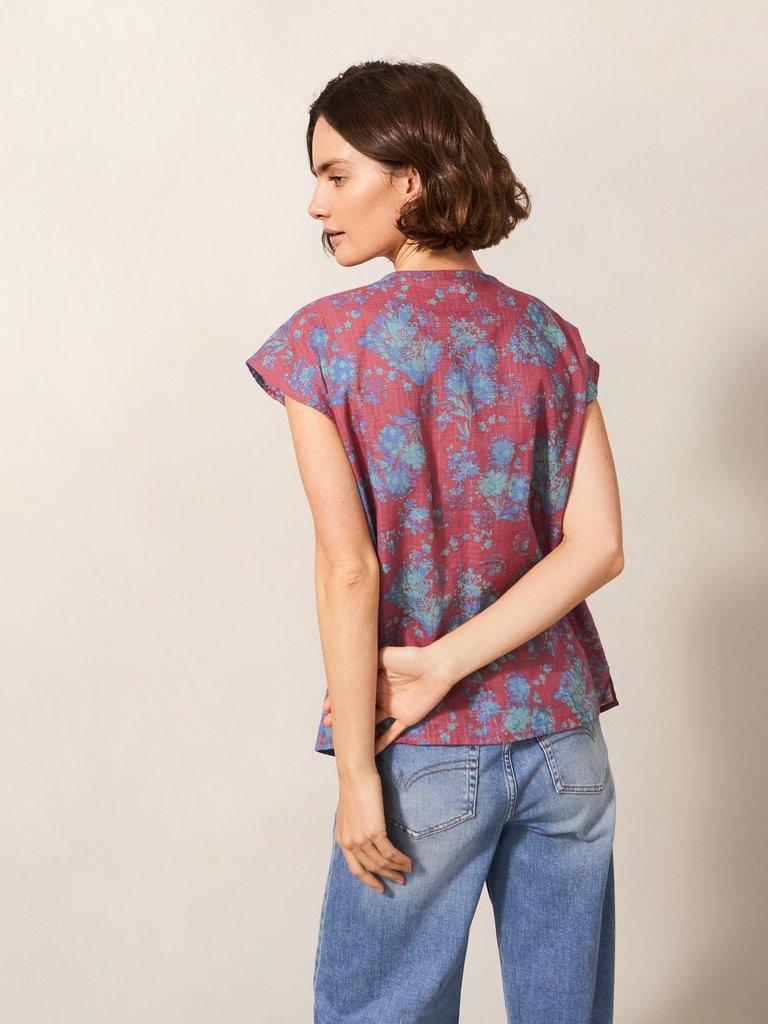 Rae Organic Vest Cotton In Pink Multi White Stuff