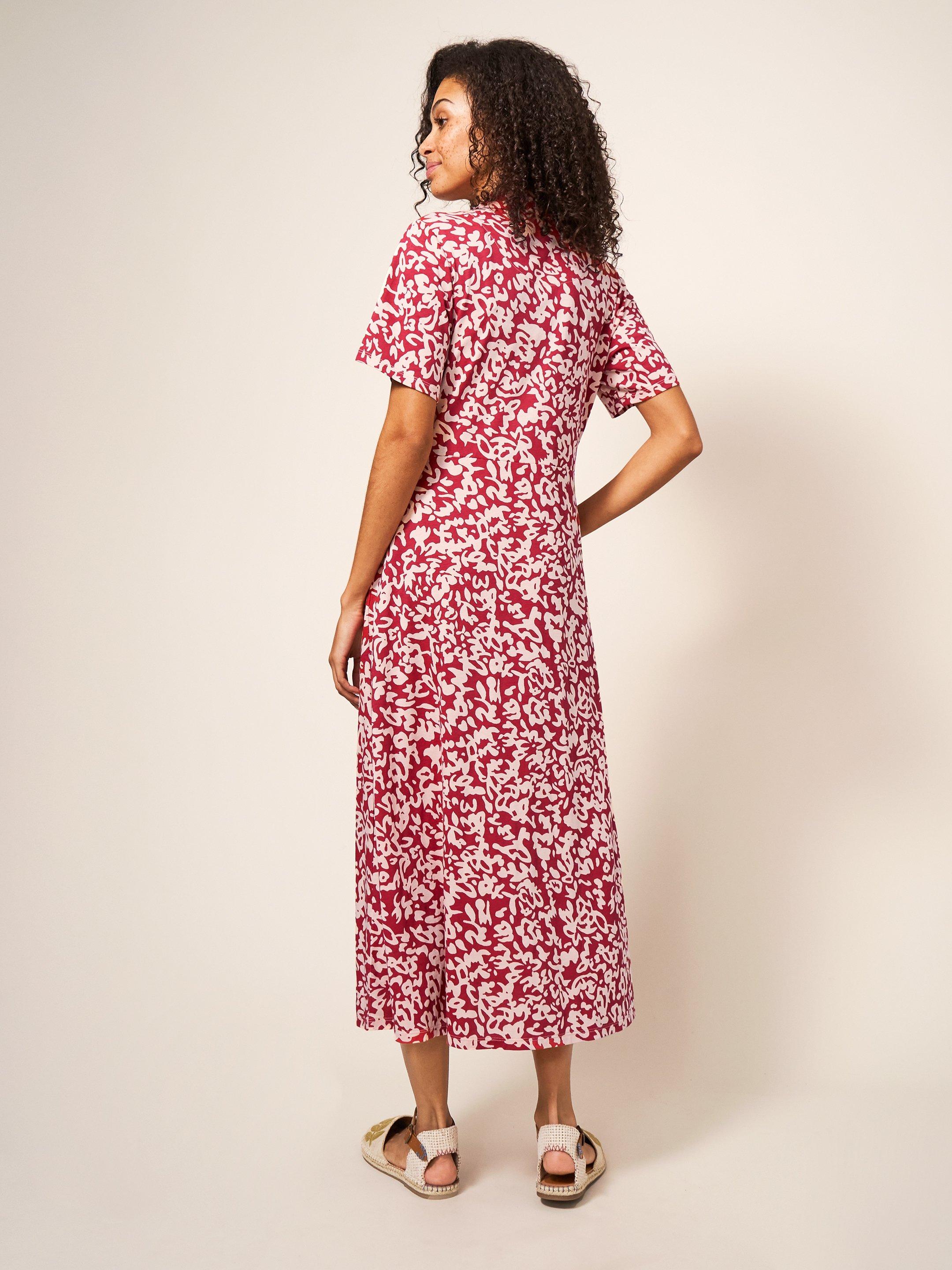 Rua Jersey Short Sleeve Shirt Dress in RED MULTI | White Stuff