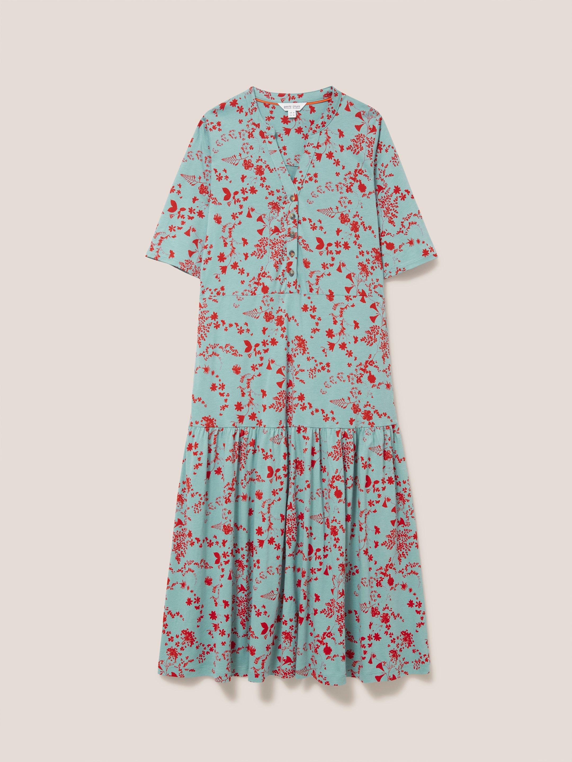 Sabina Jersey Dress in TEAL MULTI | White Stuff