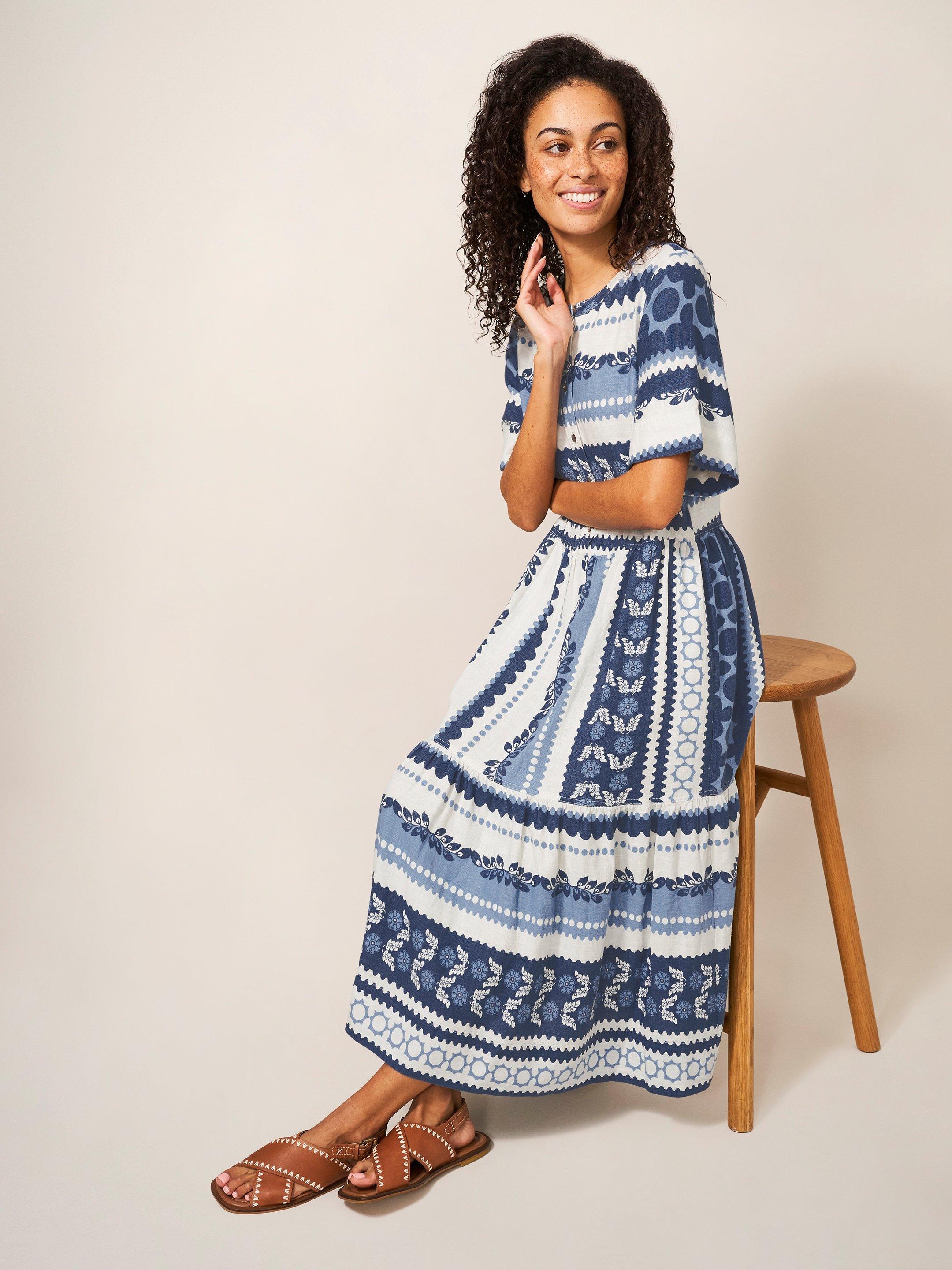 Pip Midi Dress in BLUE MULTI | White Stuff