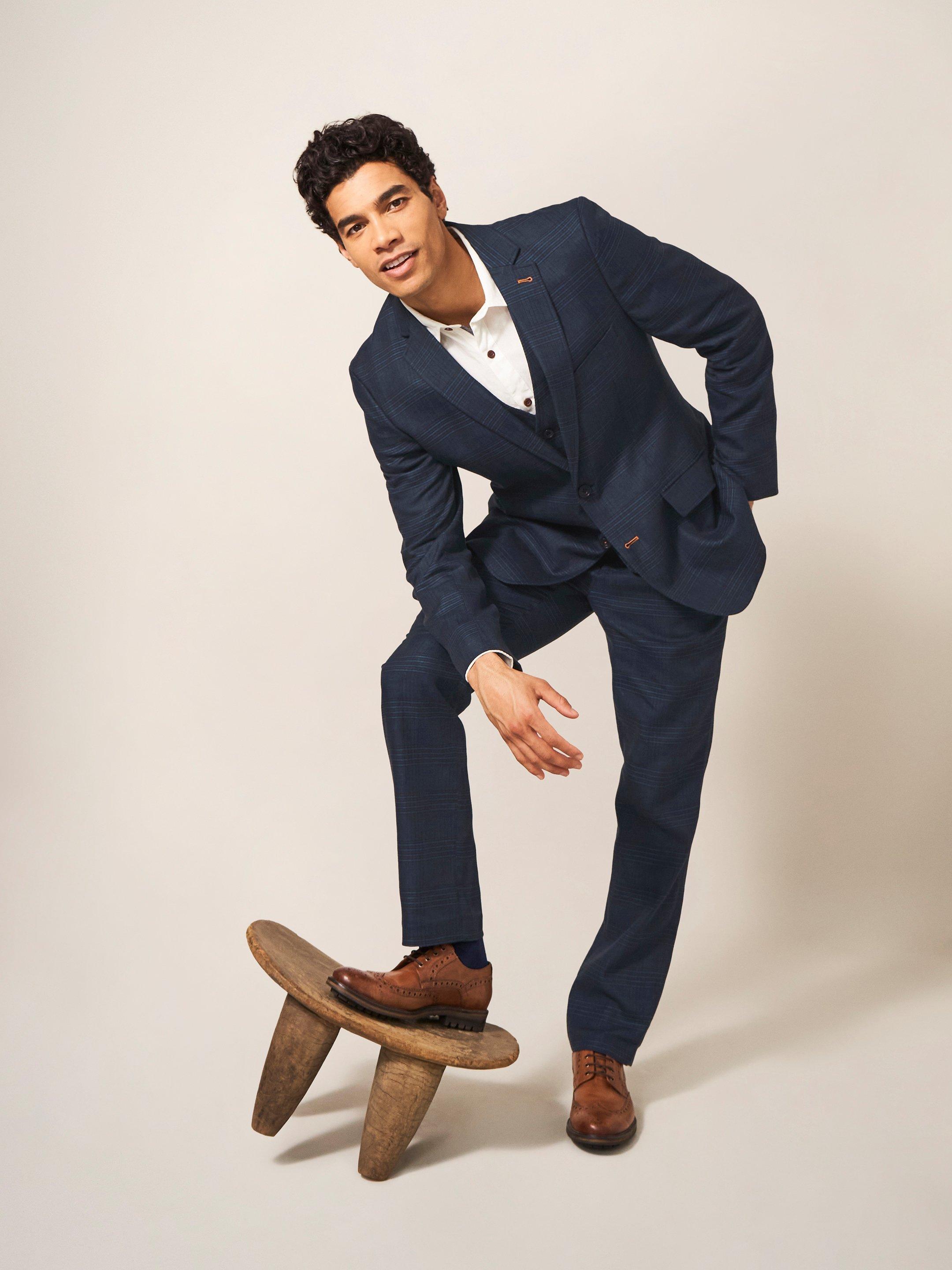 Harrison Check Blazer in DEEP BLUE | White Stuff