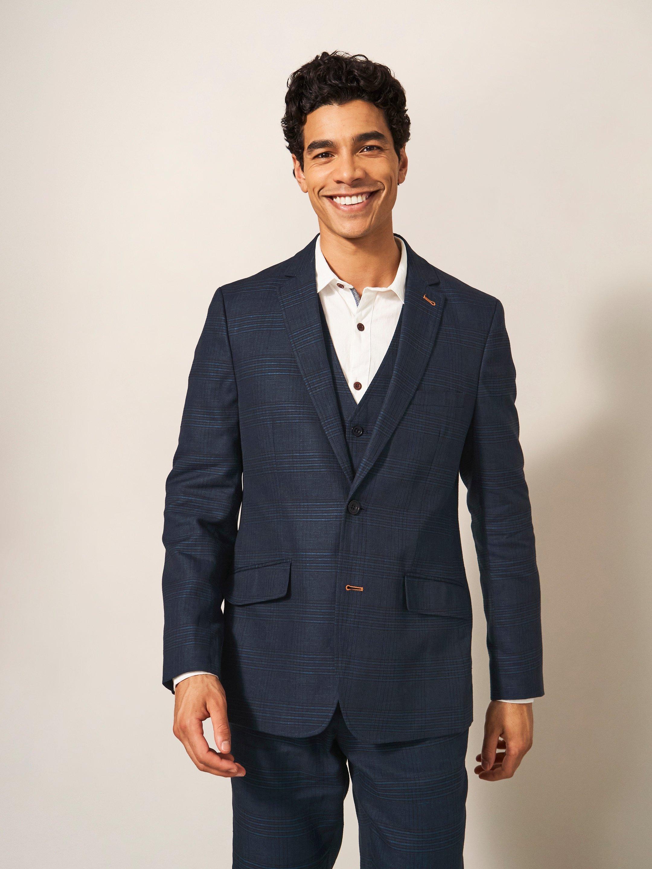 Harrison Check Blazer in DEEP BLUE | White Stuff
