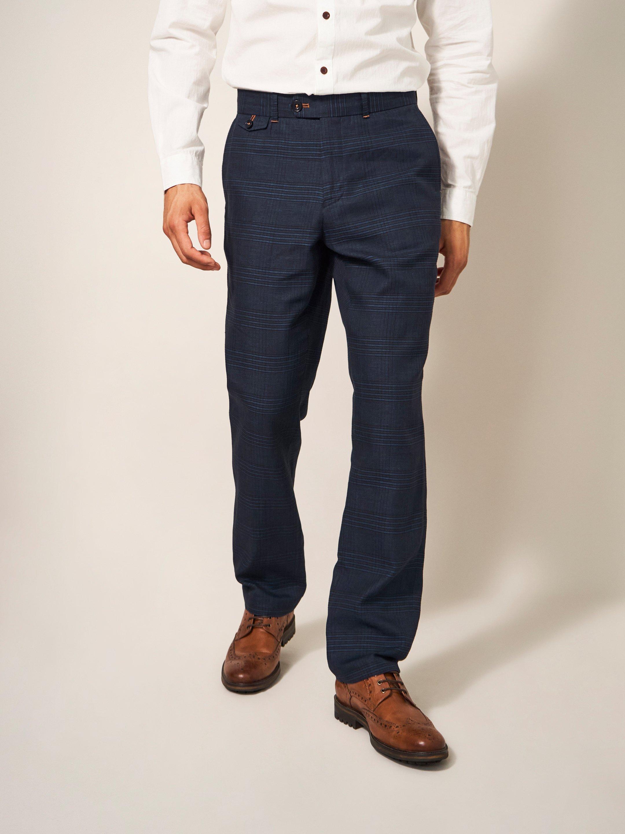 Harrison Check Trouser in DEEP BLUE | White Stuff