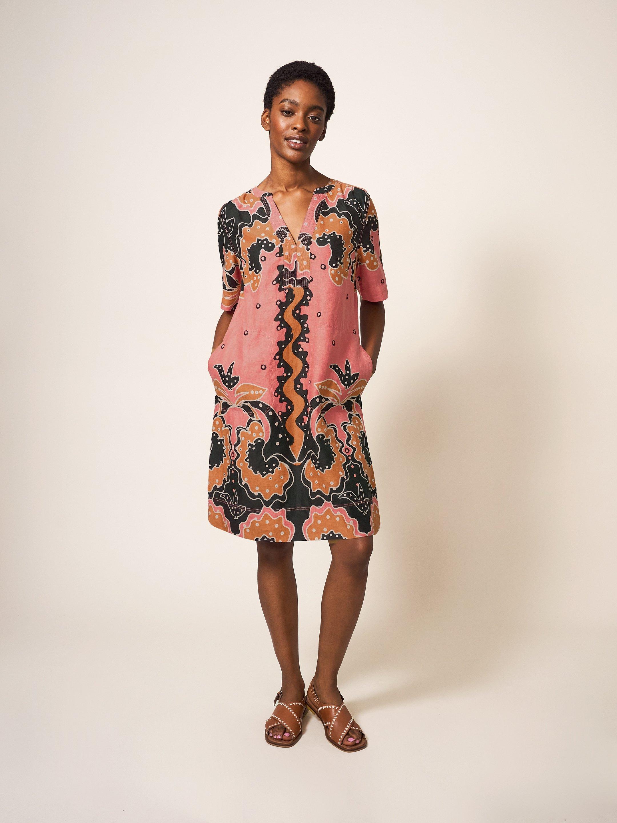 June Linen Dress in PLUM MULTI | White Stuff