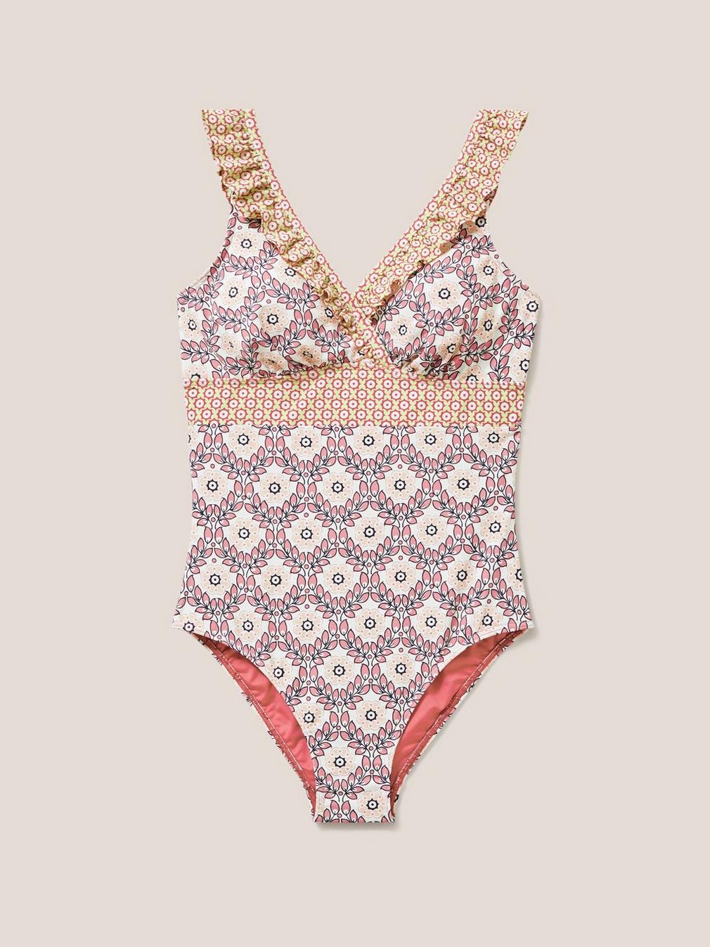 Beth High Leg Swimsuit in PINK MULTI | White Stuff