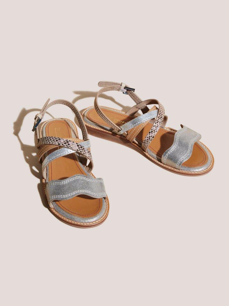 Mini Wedge Leather Sandal in MIXED METALLIC | White Stuff