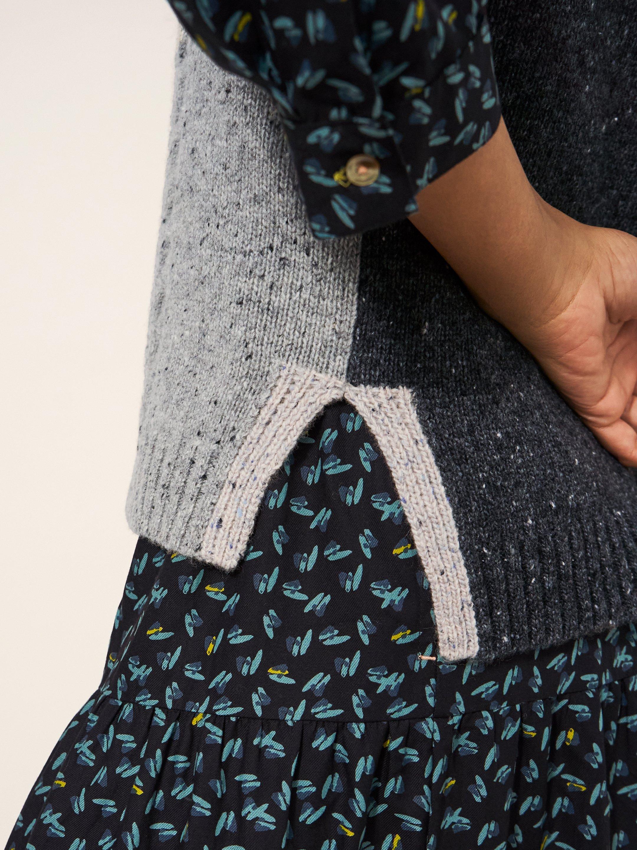 Colour Block Cable Tank in GREY MULTI | White Stuff