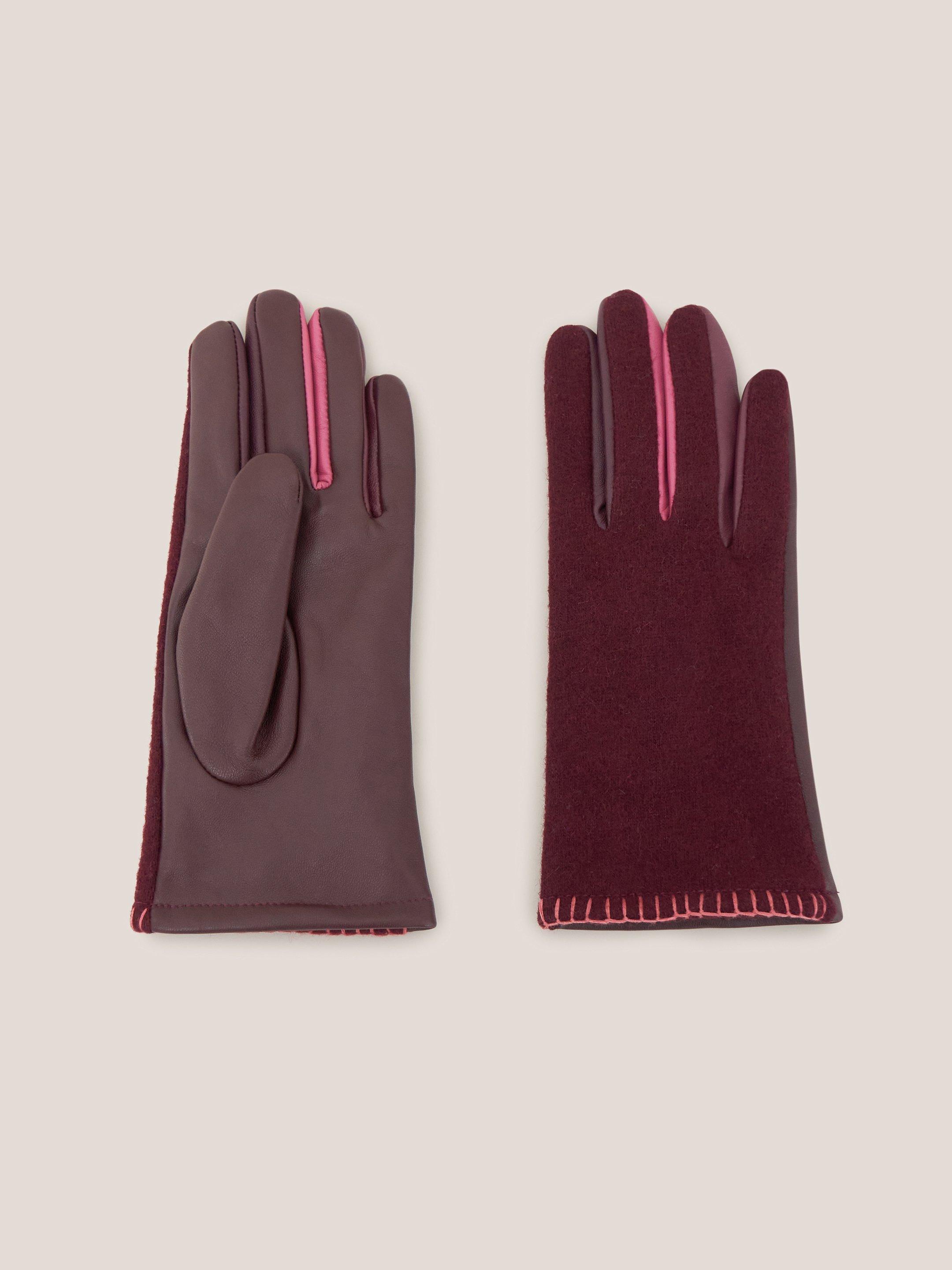 Lucie Leather Glove in PLUM MULTI | White Stuff