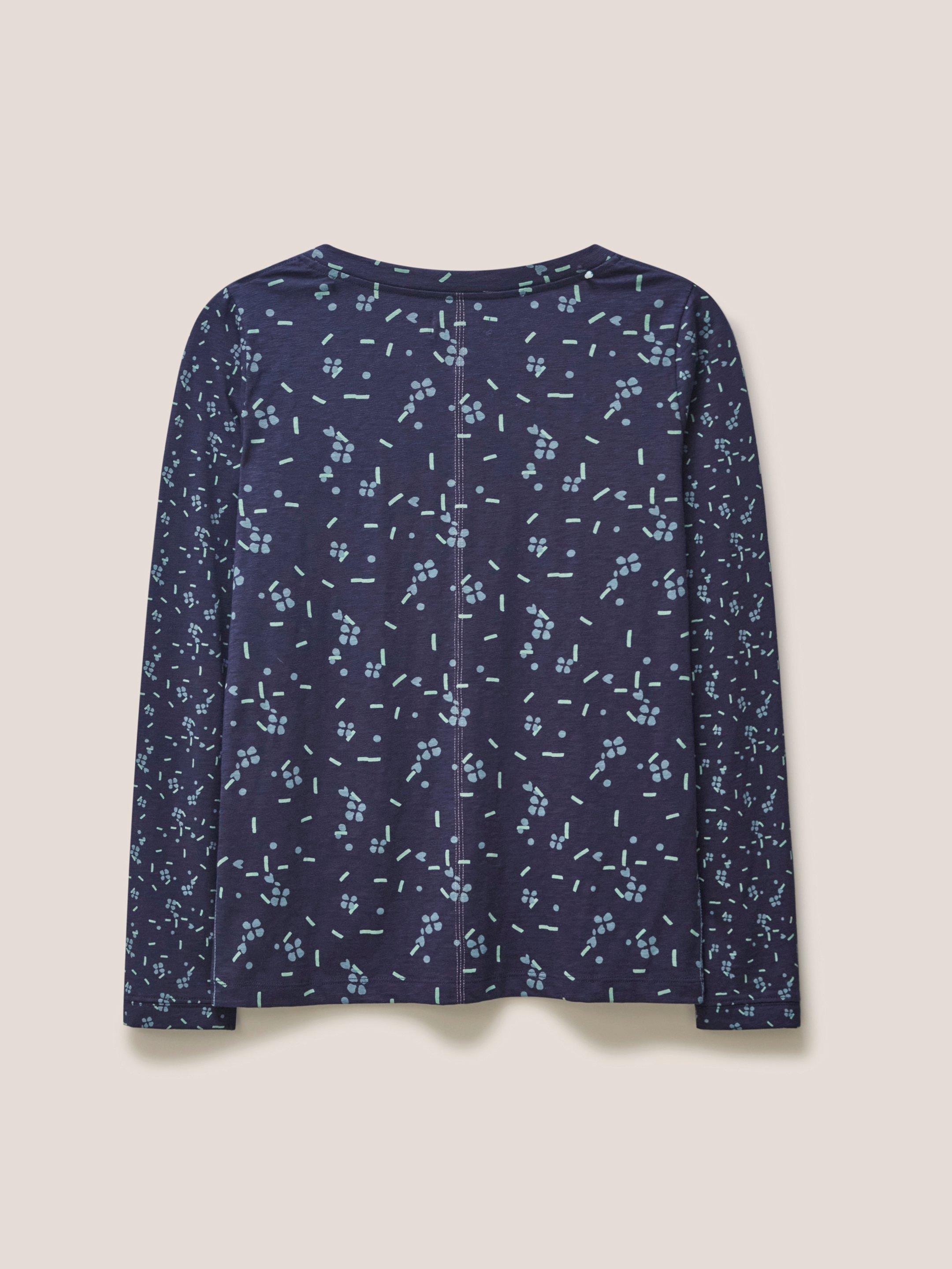 Nelly Long Sleeve T-Shirt in NAVY PRINT | White Stuff