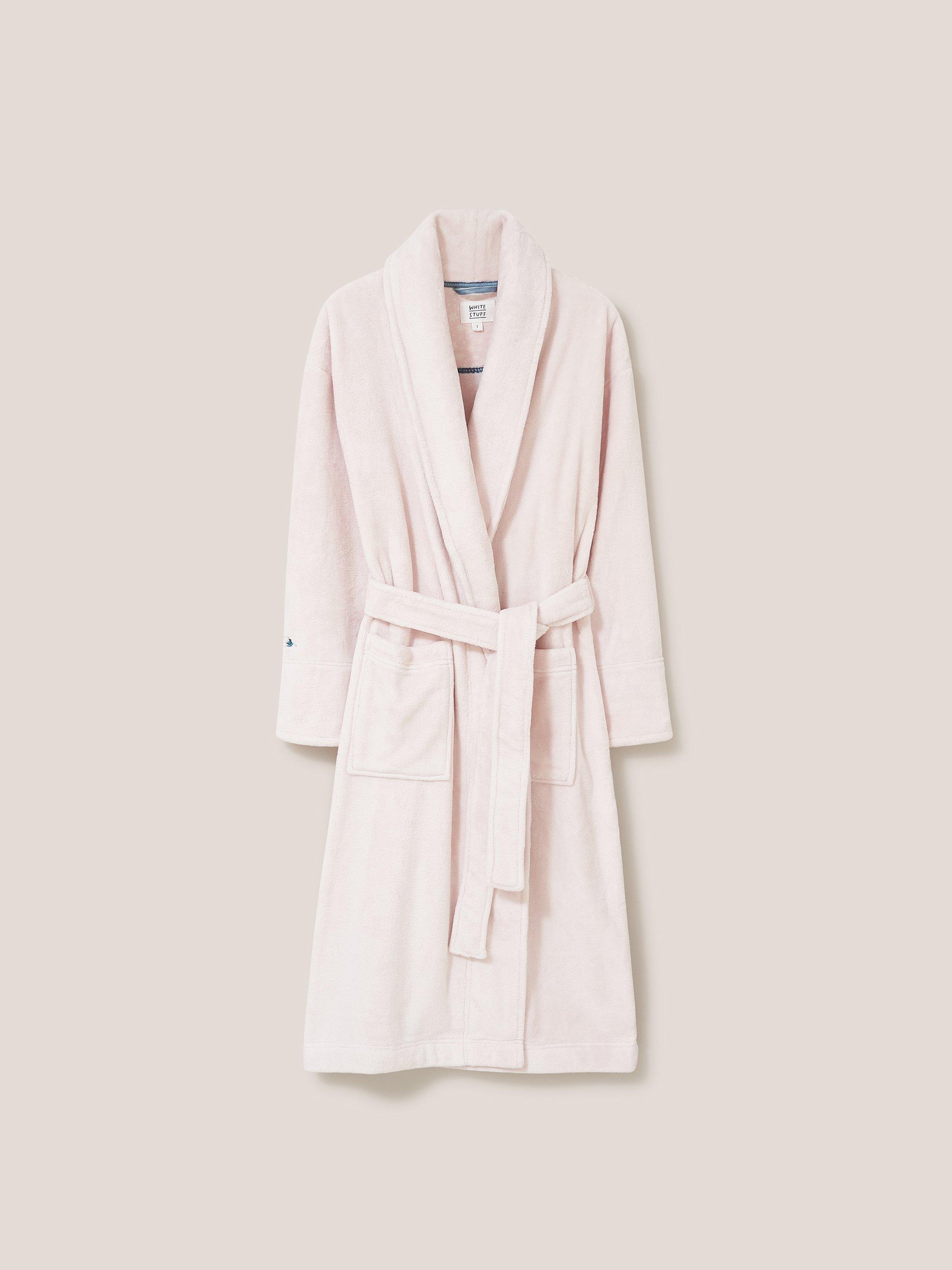 Clover Cosy Dressing Gown In Light Pink White Stuff