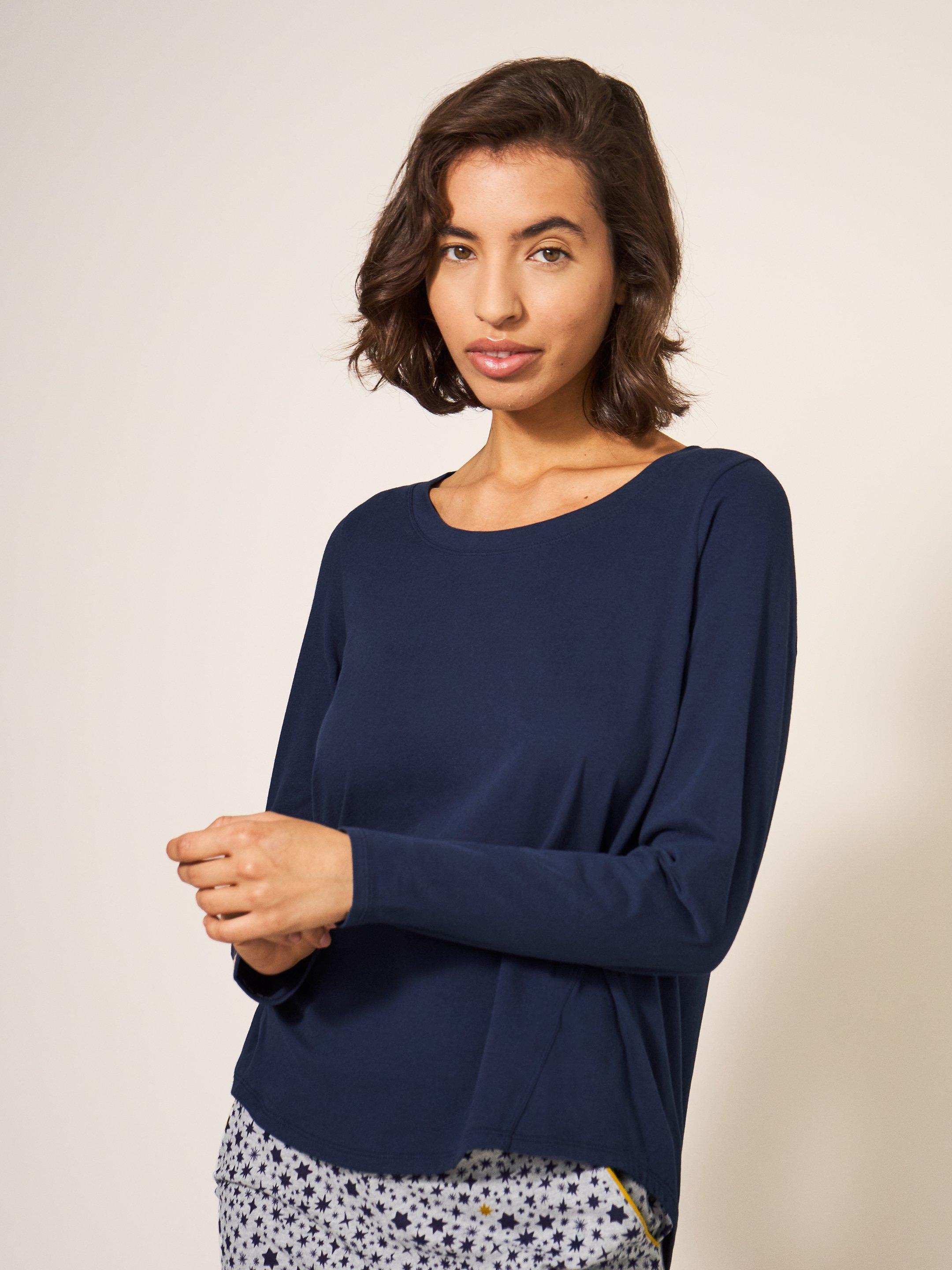 Eva Jersey PJ Top in DARK NAVY | White Stuff