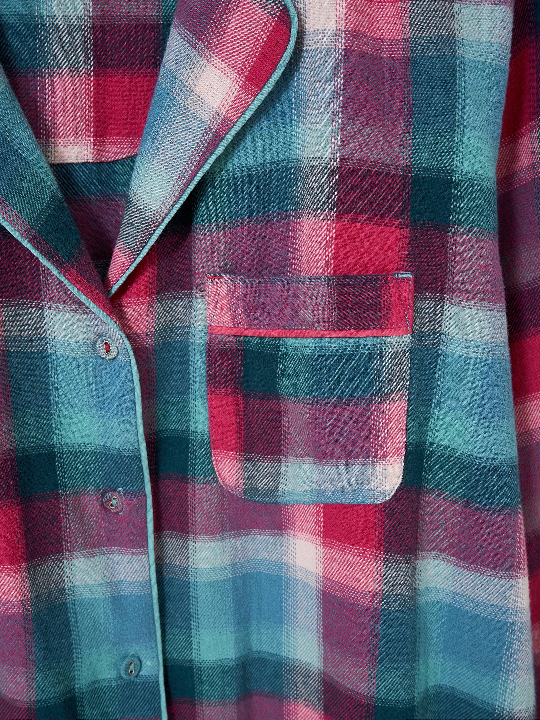 Nina Organic Check Nightie in TEAL MULTI | White Stuff