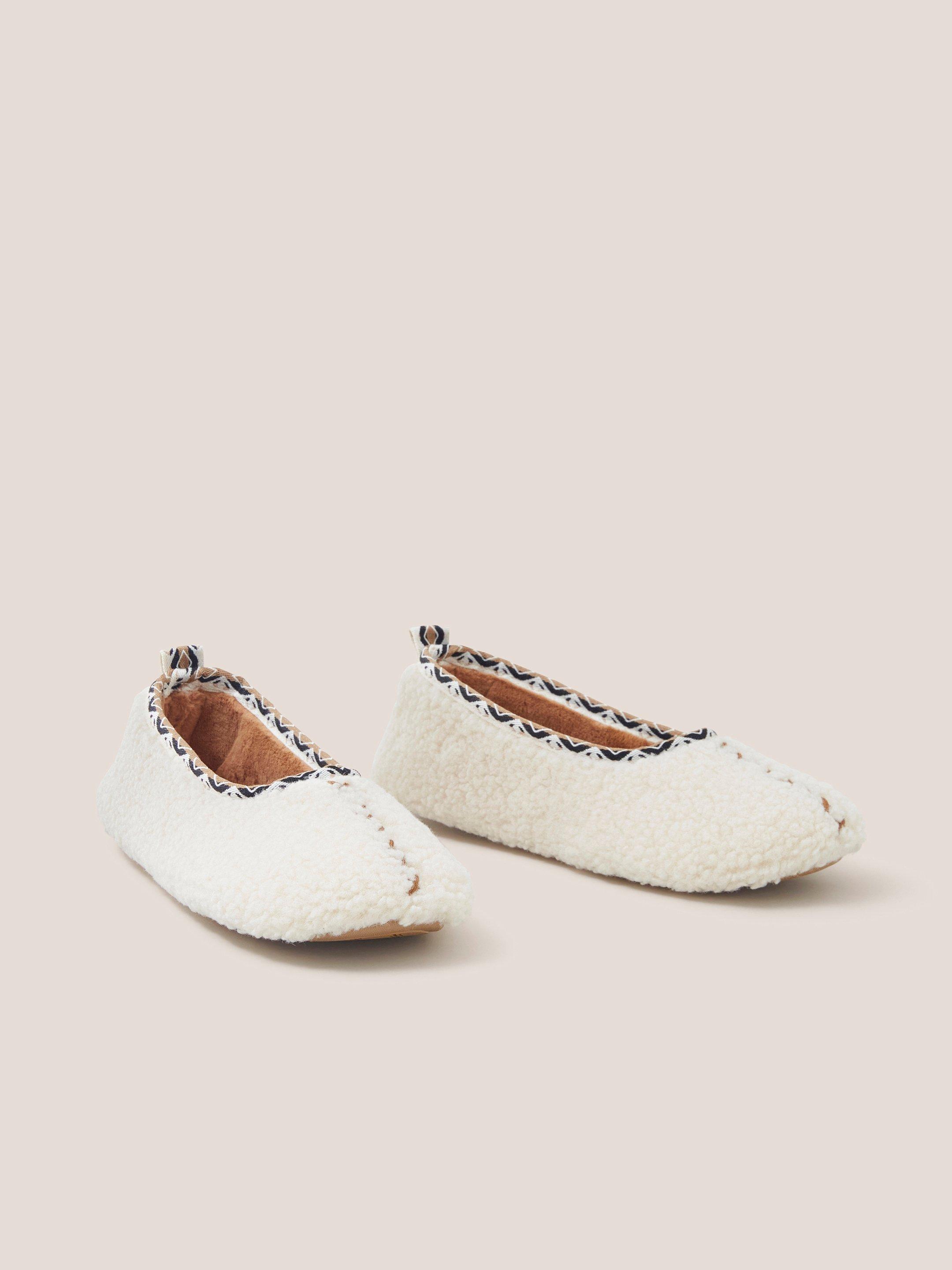 Borg Ballet Slipper in DARK NATURAL | White Stuff