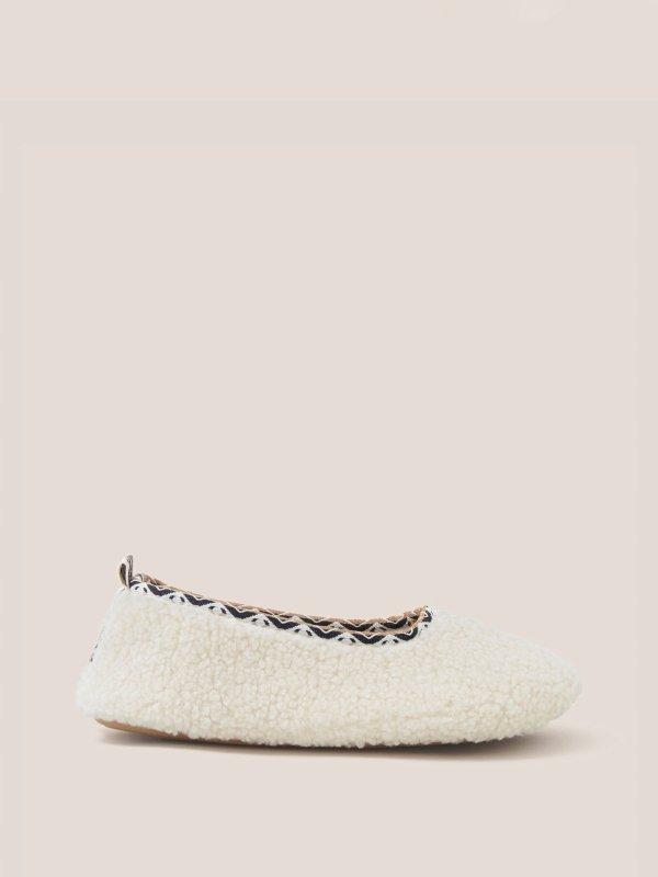 Borg Ballet Slipper in DARK NATURAL | White Stuff