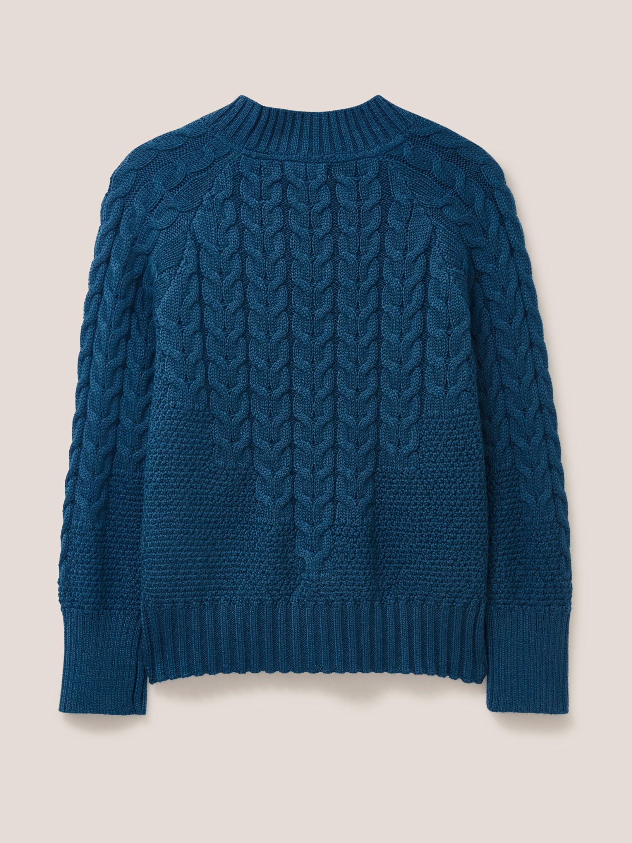 CABLE YOKE JUMPER in MID BLUE | White Stuff